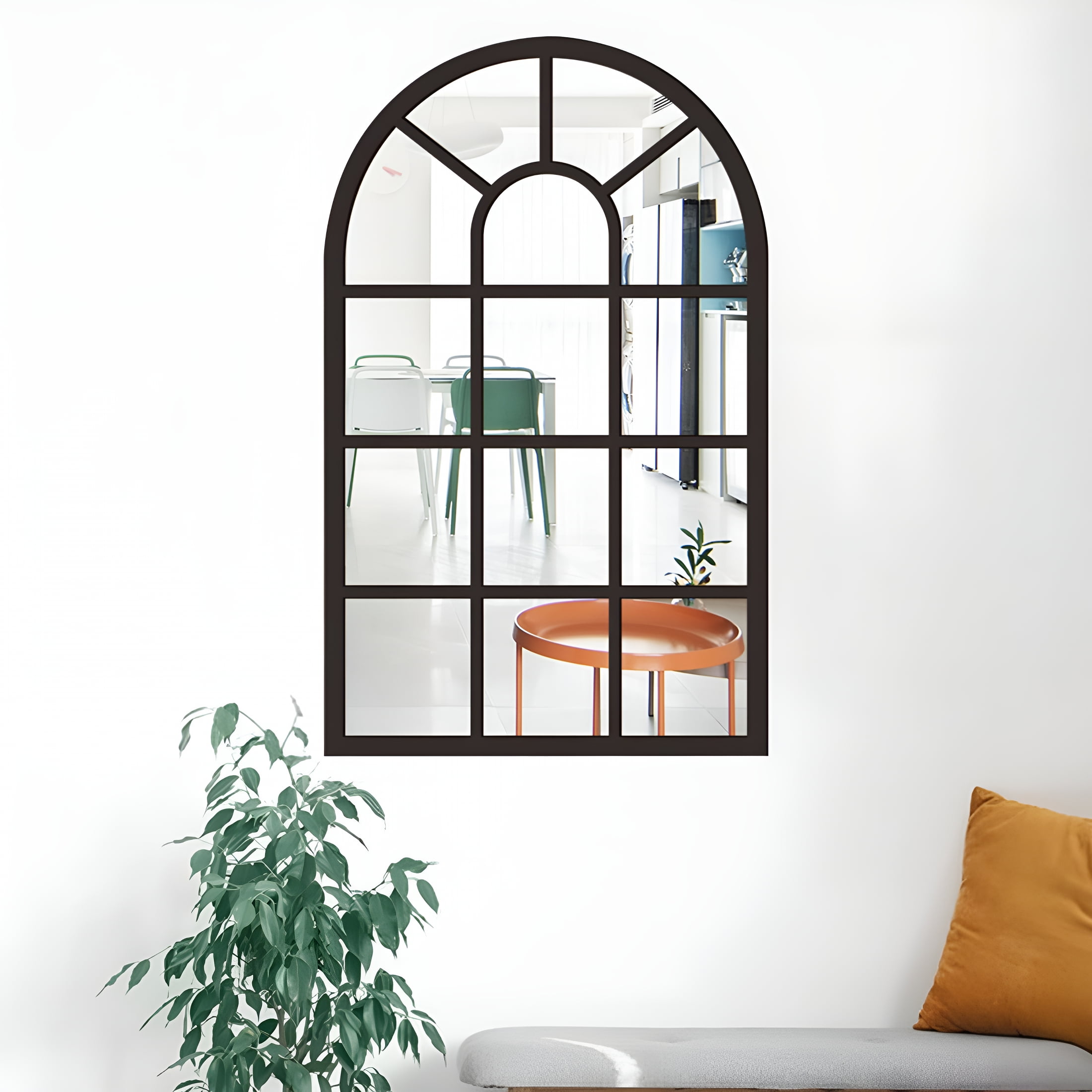 XIBUFE 2026 New Arched Mirror Wall Art Simple Windowpane Arch Mirror ...