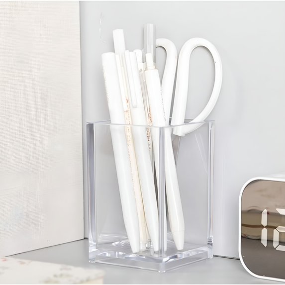 XIBUFE 2026 New Clear Acrylic Pencil Holder Cup Makeup Brush Holder ...