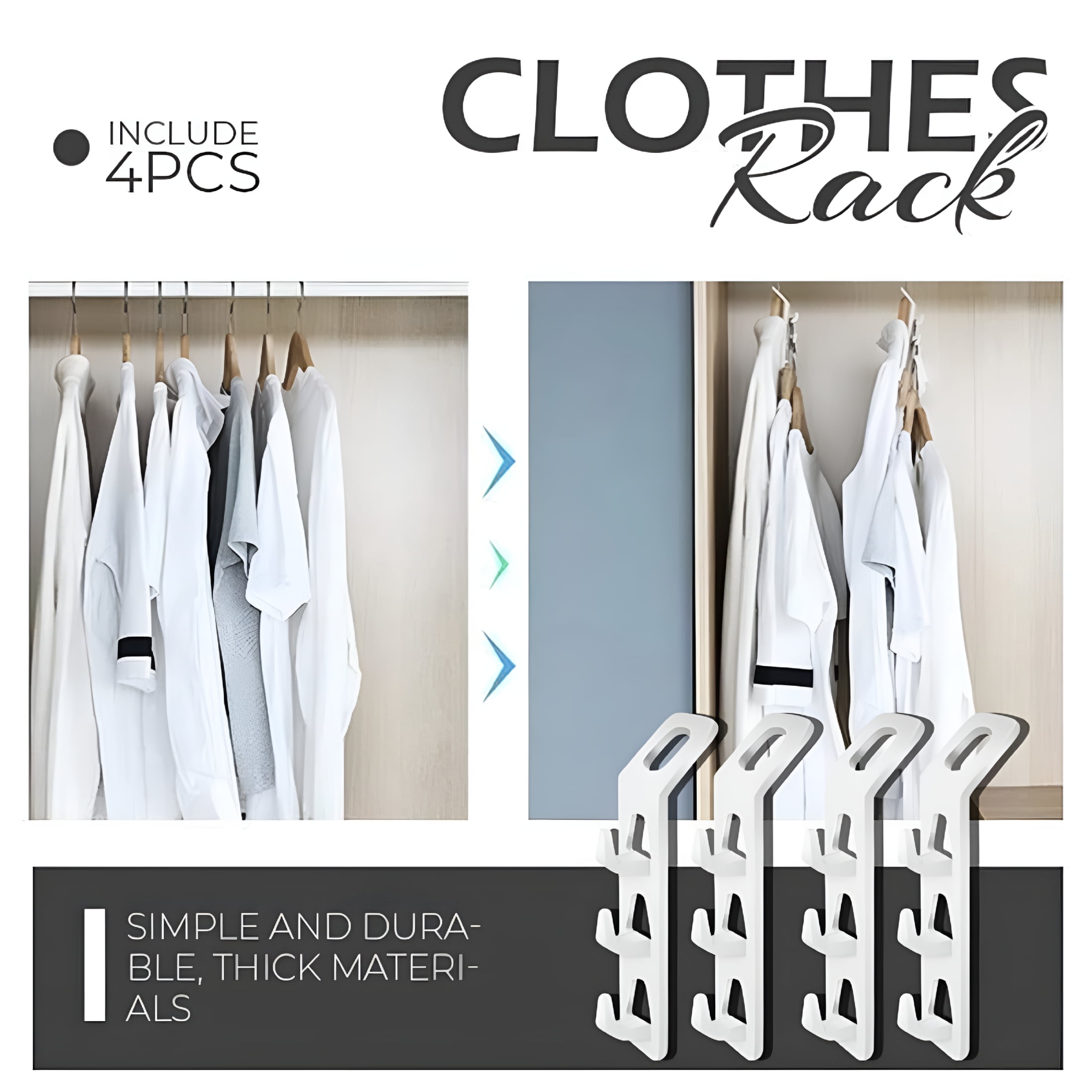 XIBUFE 2026 New Clothes Closet Space Hanger Rack Savers Extension Hook ...