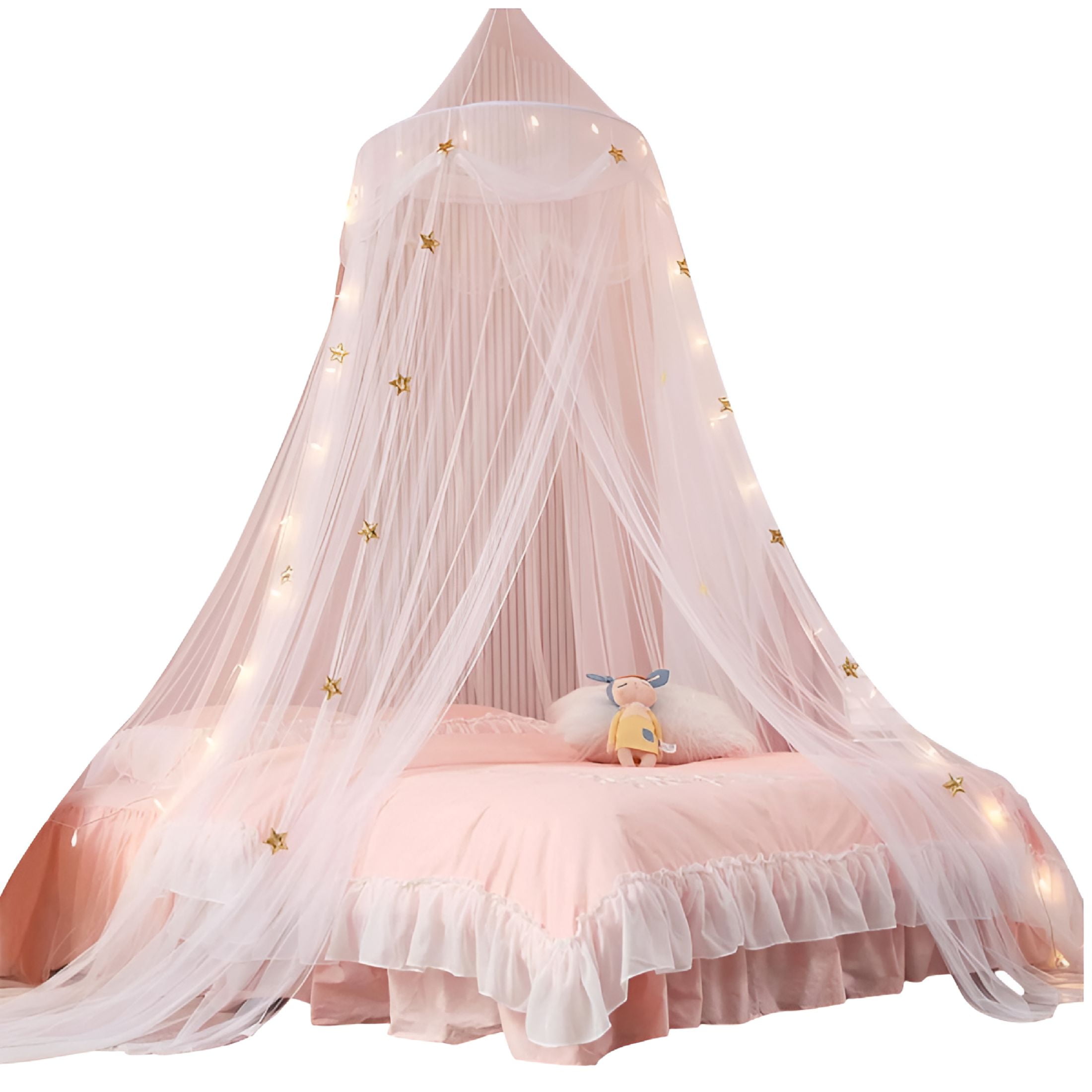XIBUFE 2026 New Purple Princess Bed Canopy for Girls with Glowing Stars ...