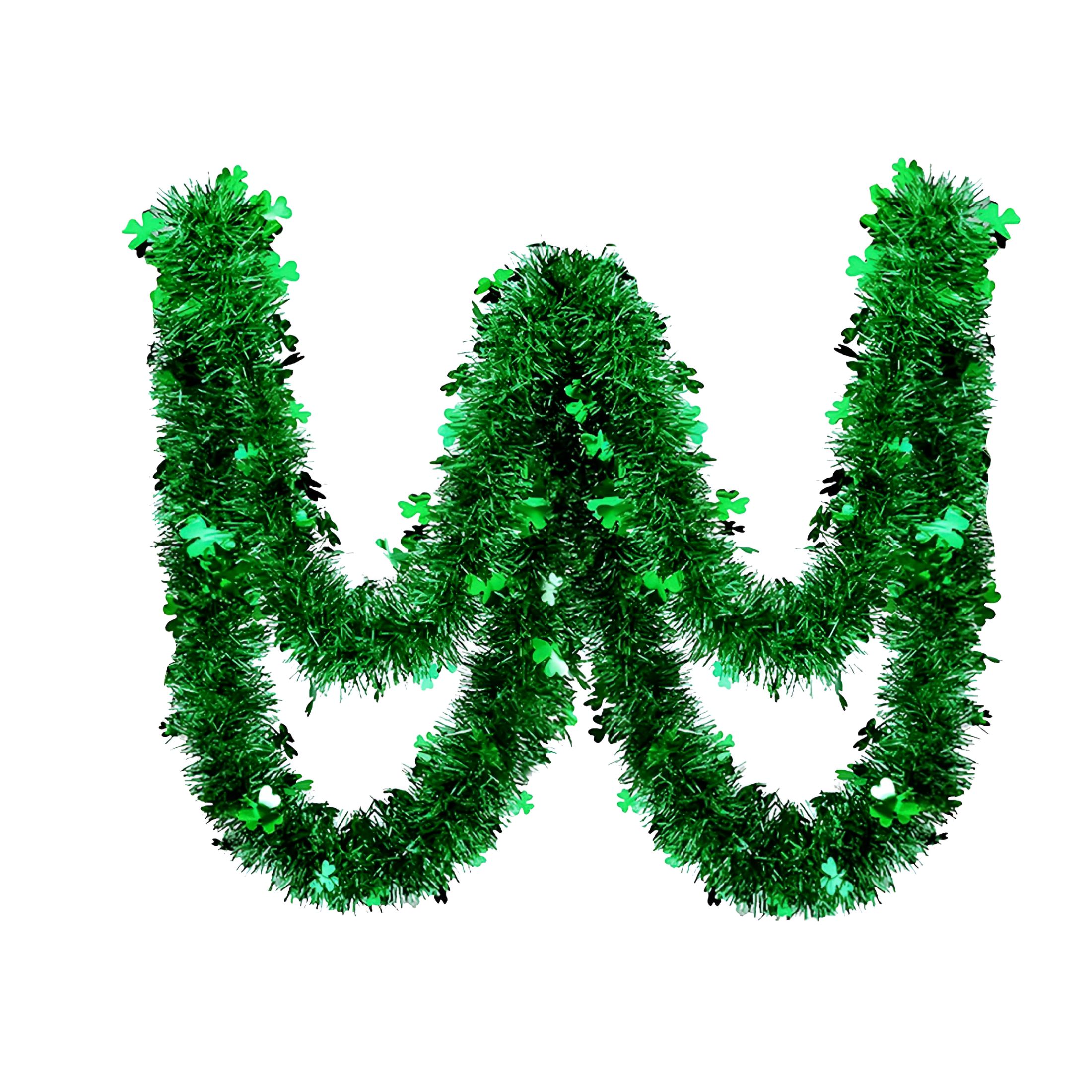 XIBUFE 2026 New Shamrock Clover Tinsel Garland St. Patrick'S Day Decor ...