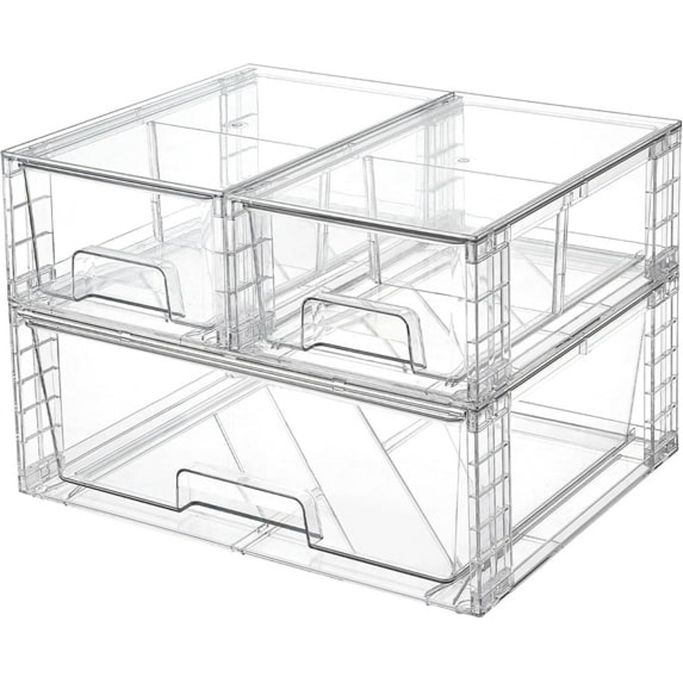 XIBUFE 3 Pack Stackable Storage Drawers,Easily Assemble Acrylic ...