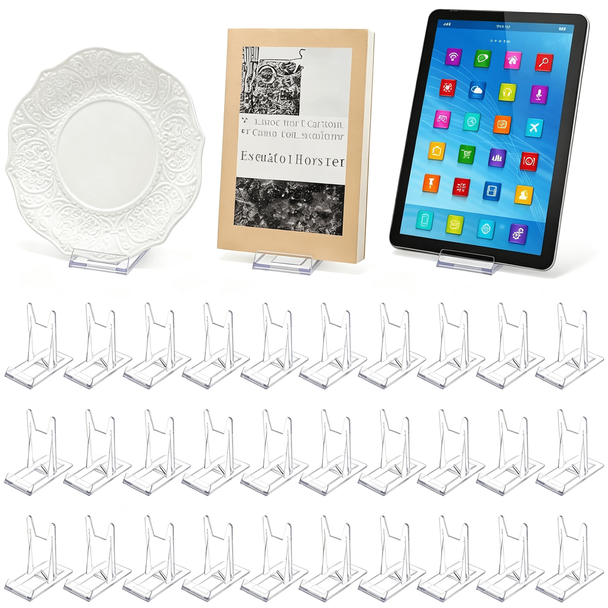 XIBUFE 30 Pack Acrylic Easel Stand Plastic Plate Stands Adjustable ...