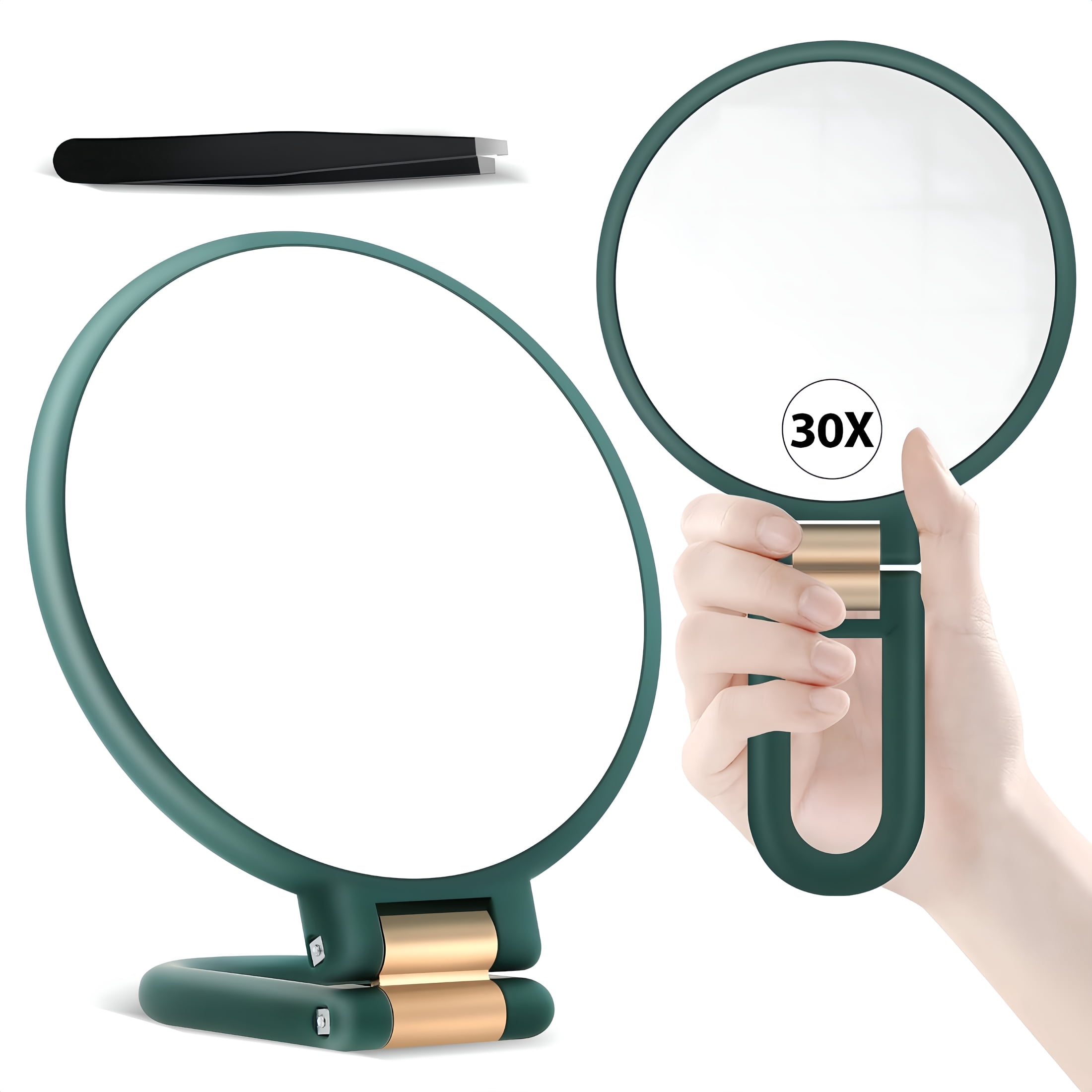 XIBUFE 30X Magnifying Mirror, Travel Hand Mirrors with Handle, Double ...