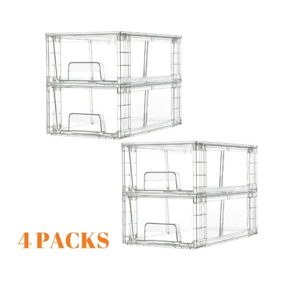 XIBUFE 4/6/8/10 Pack Clear Acrylic Storage Drawers, Stackable Fridge ...