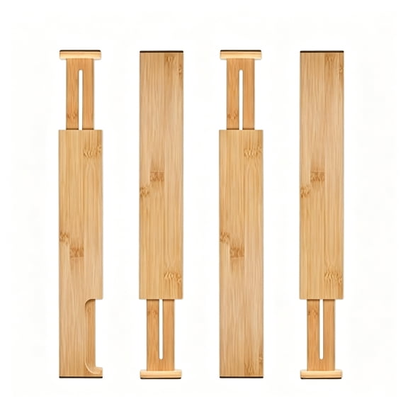 XIBUFE 4 pcs Bamboo Kitchen Drawer Dividers Large,Adjustable Drawer ...