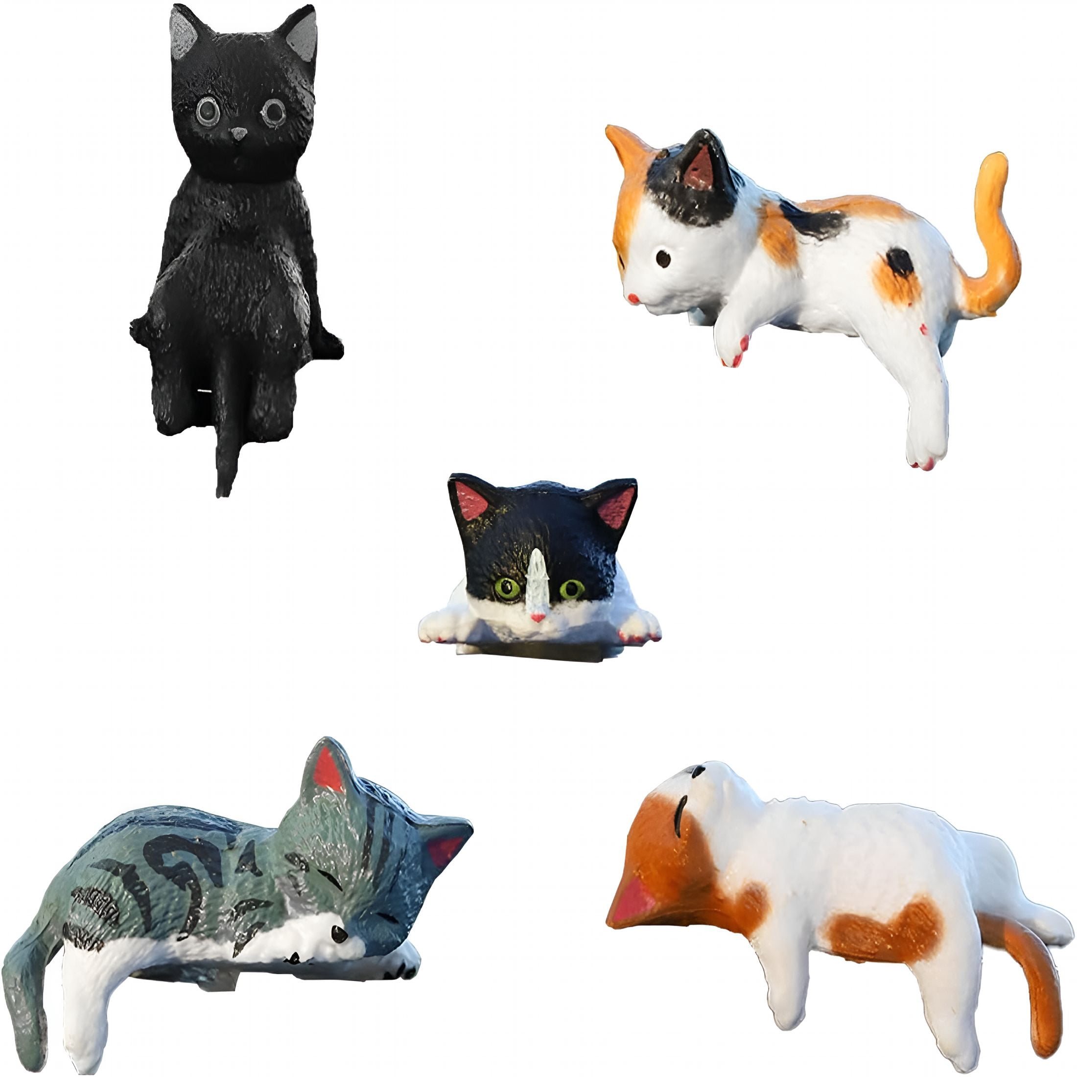 XIBUFE 5 Pcs Mini Cat Figurines Car Decor Dashboard Accessories Cute ...