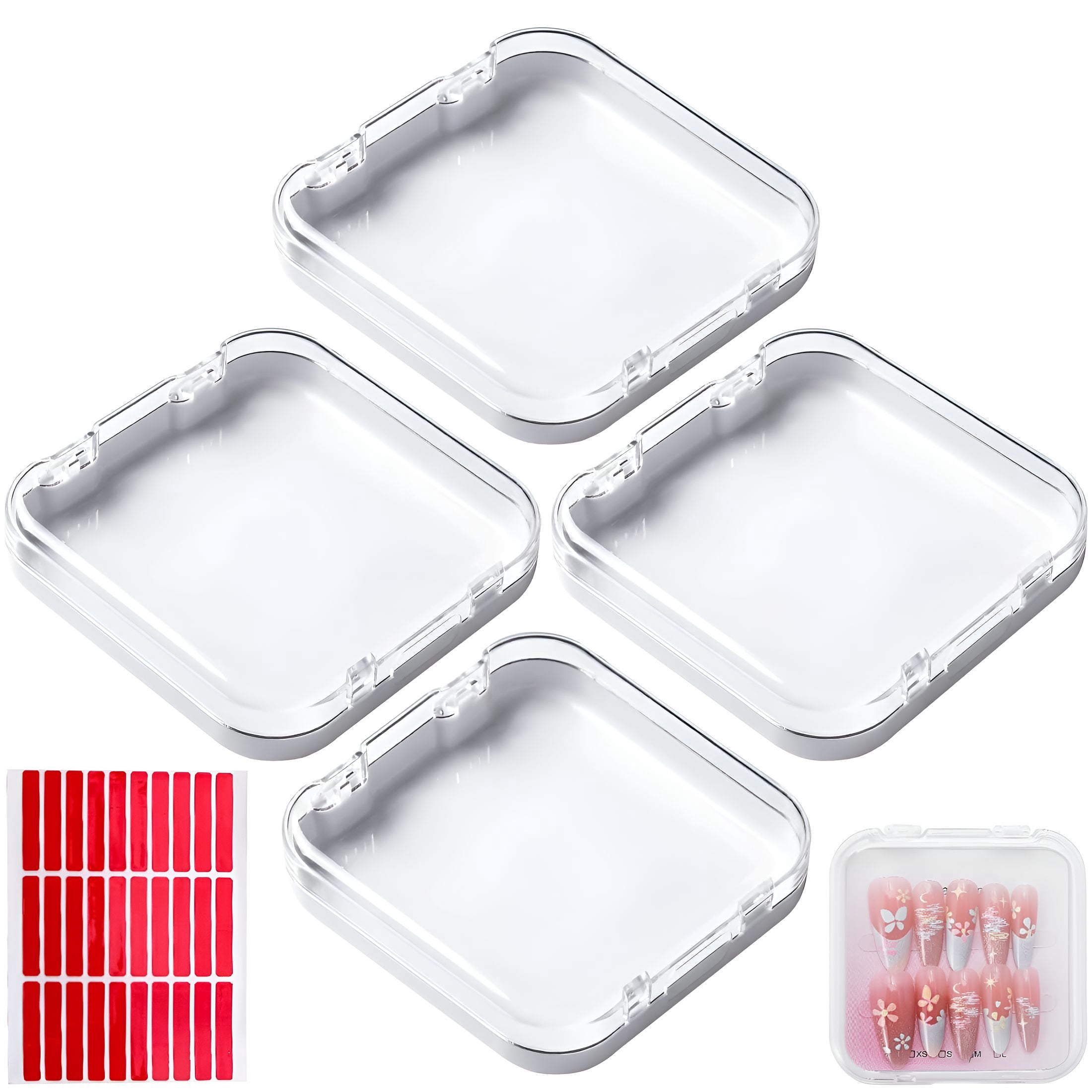 XIBUFE 5 Pcs Press on Nail Packaging Case, Clear Plastic Nail Holder ...