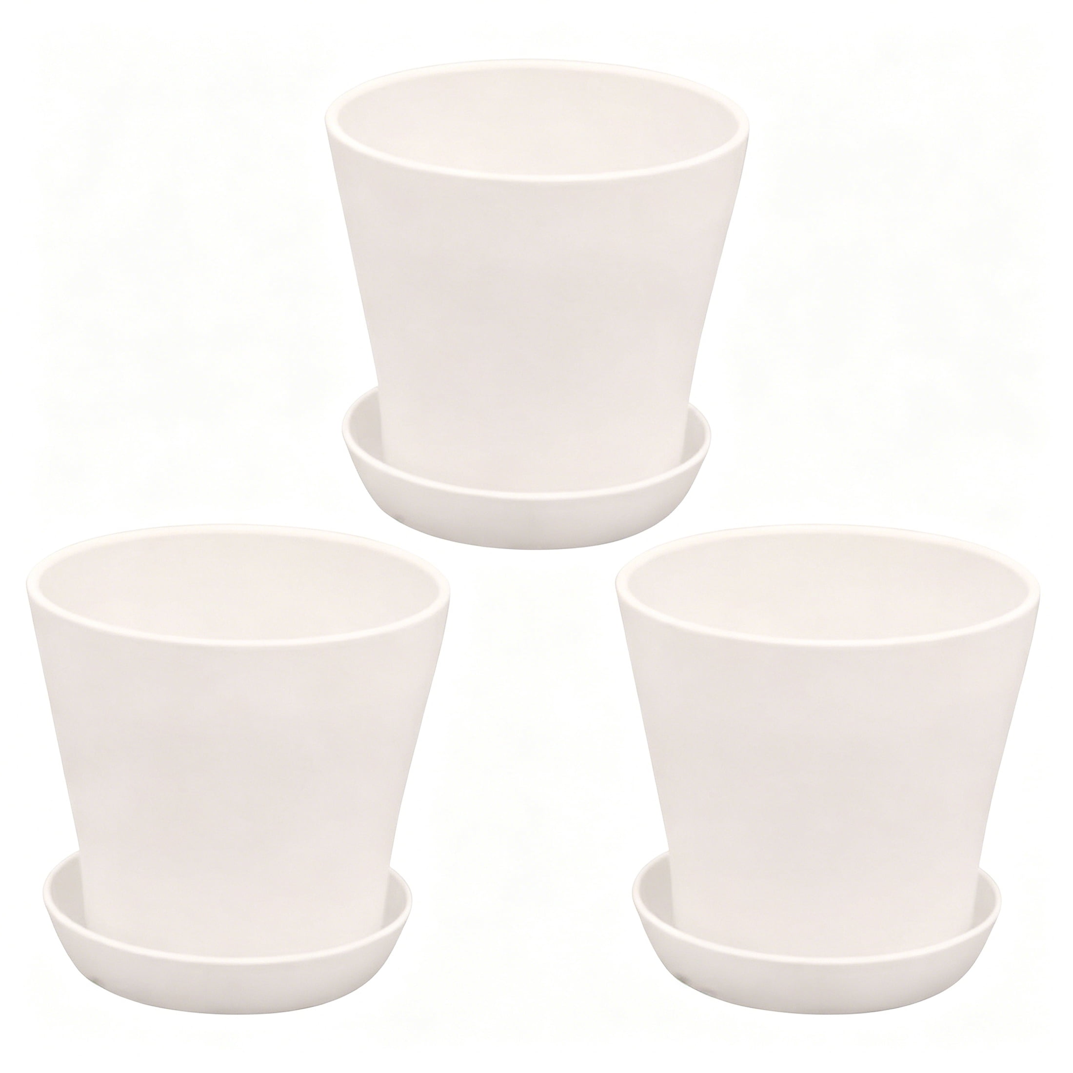 XIBUFE 8 Inch Plant Pots,3 Pack Pp Flower Pot Decorative Plastic ...