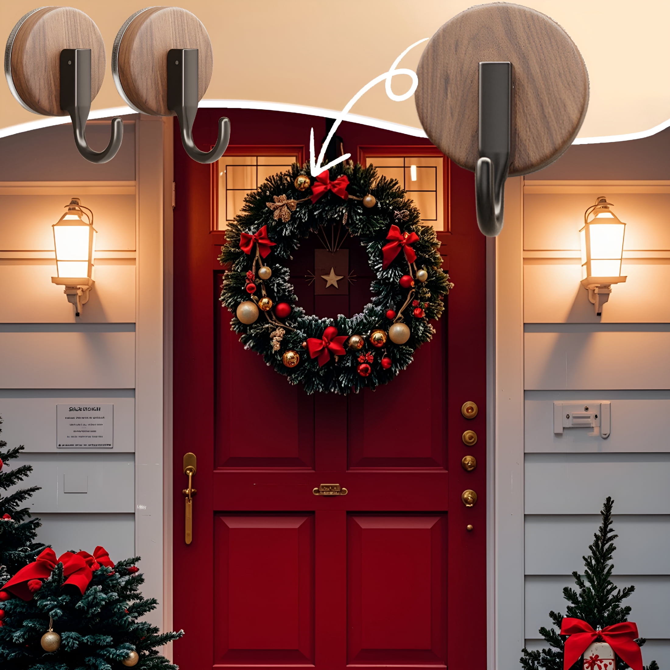 XIBUFE 2Pcs Wreath Hanger for Front Door,Suction Cup Reef Hook for ...