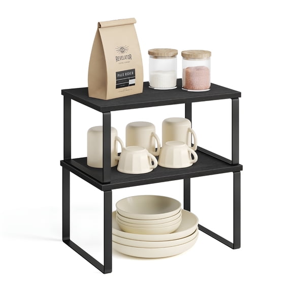 XIBUFE Cabinet Organizer Shelf,Set of 2 Kitchen Counter Shelves,Kitchen ...
