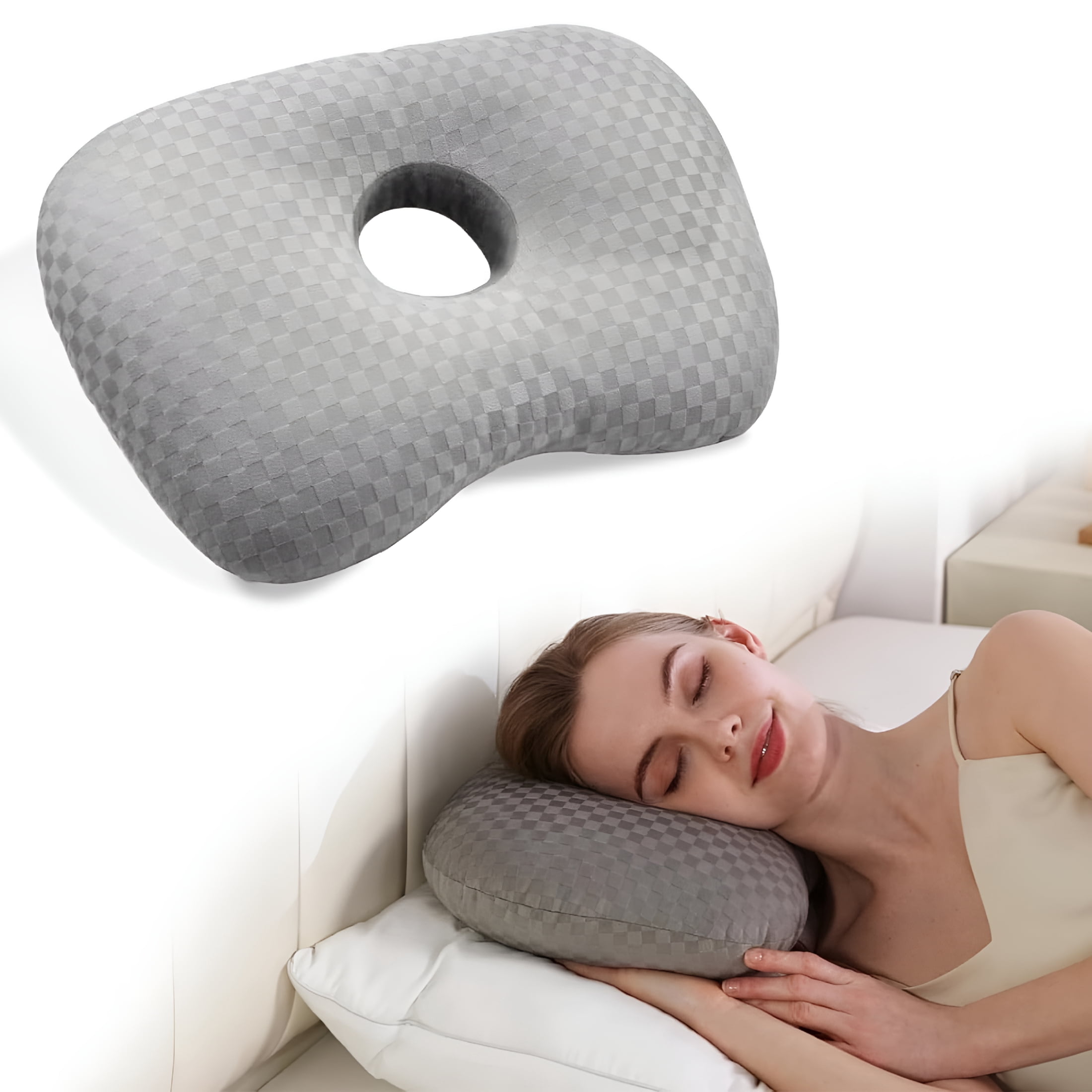XIBUFE Ear Piercing Pillow for Side Sleeping with Holes for Ear Pain ...