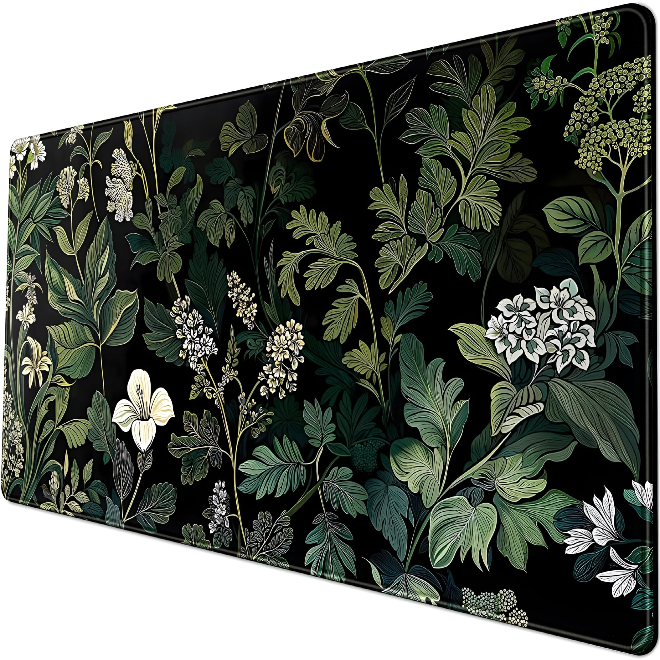 XIBUFE Floral Plant Mouse Pad Aesthetic Desk Pad Flower Plant Black ...