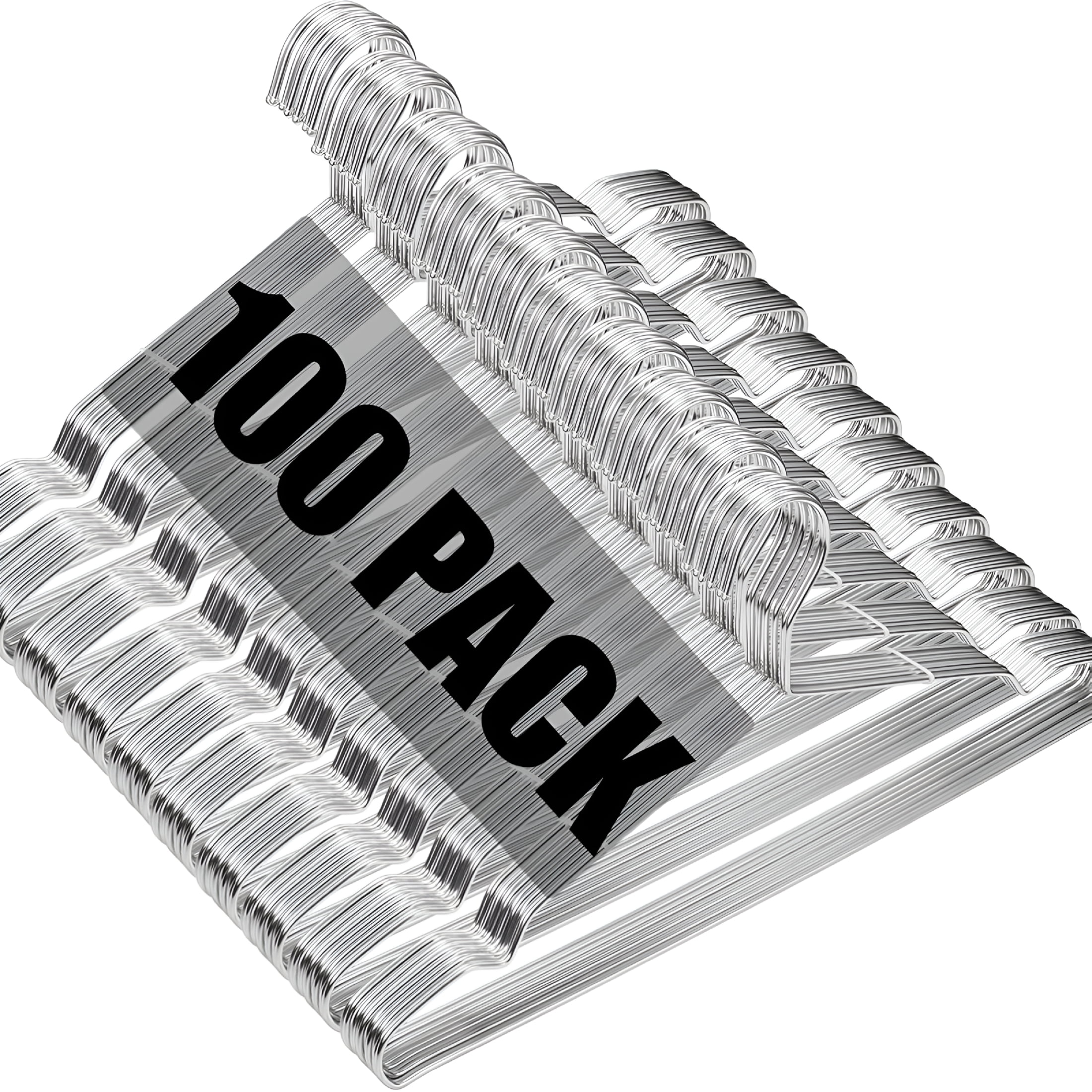 XIBUFE Hangers 100 Pack Wire Hangers Heavy Duty Clothes Hanger Ultra ...