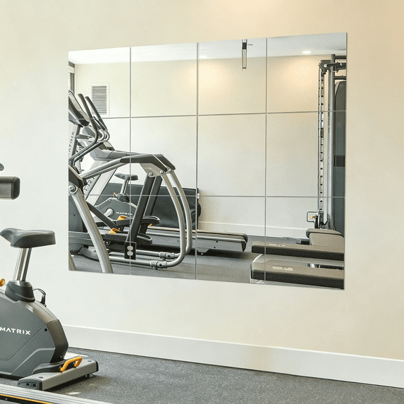 XIBUFE Home Gym Mirrors 12 Inch X 12Pcs Wall Mounted Mirror Glass ...