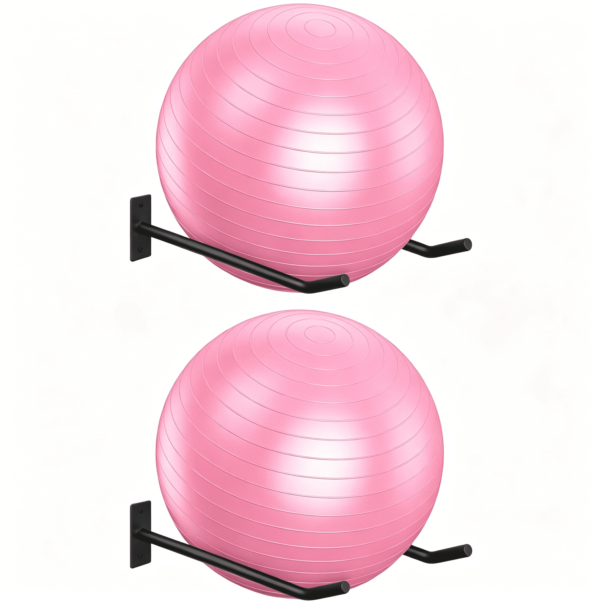XIBUFE Metal Exercise Ball Holder Wall Mount(Set of 2),Black Yoga Ball ...