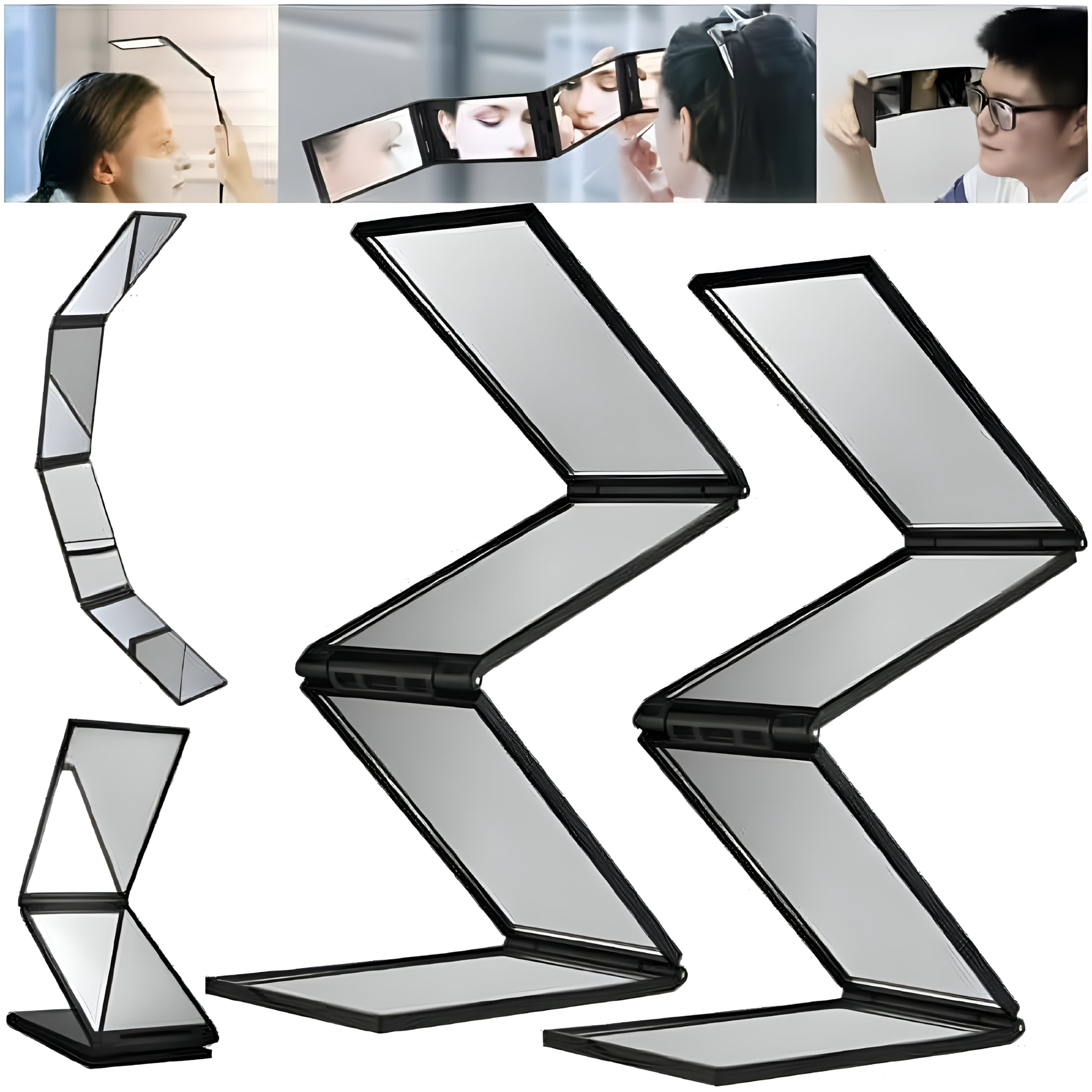 XIBUFE Multi-Angle Folding 3-Way Mirror for Self Haircutting, 4-Way ...