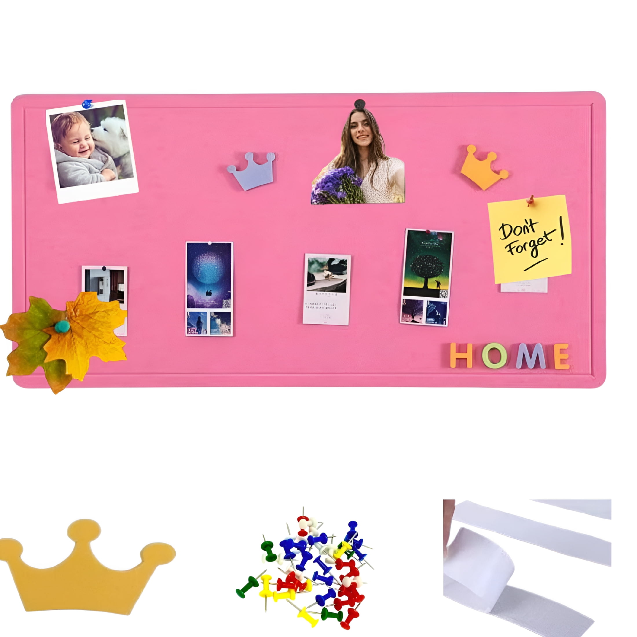 XIBUFE Pink Felt Bulletin Board,Pin Board with Push Pins,Memo Bulletin ...