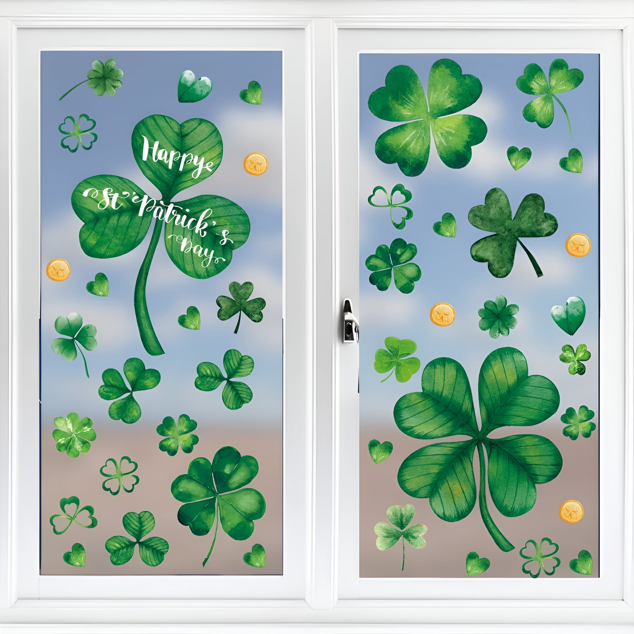 XIBUFE St Patrick Day Window Cling,Shamrock Window Stickers for St ...