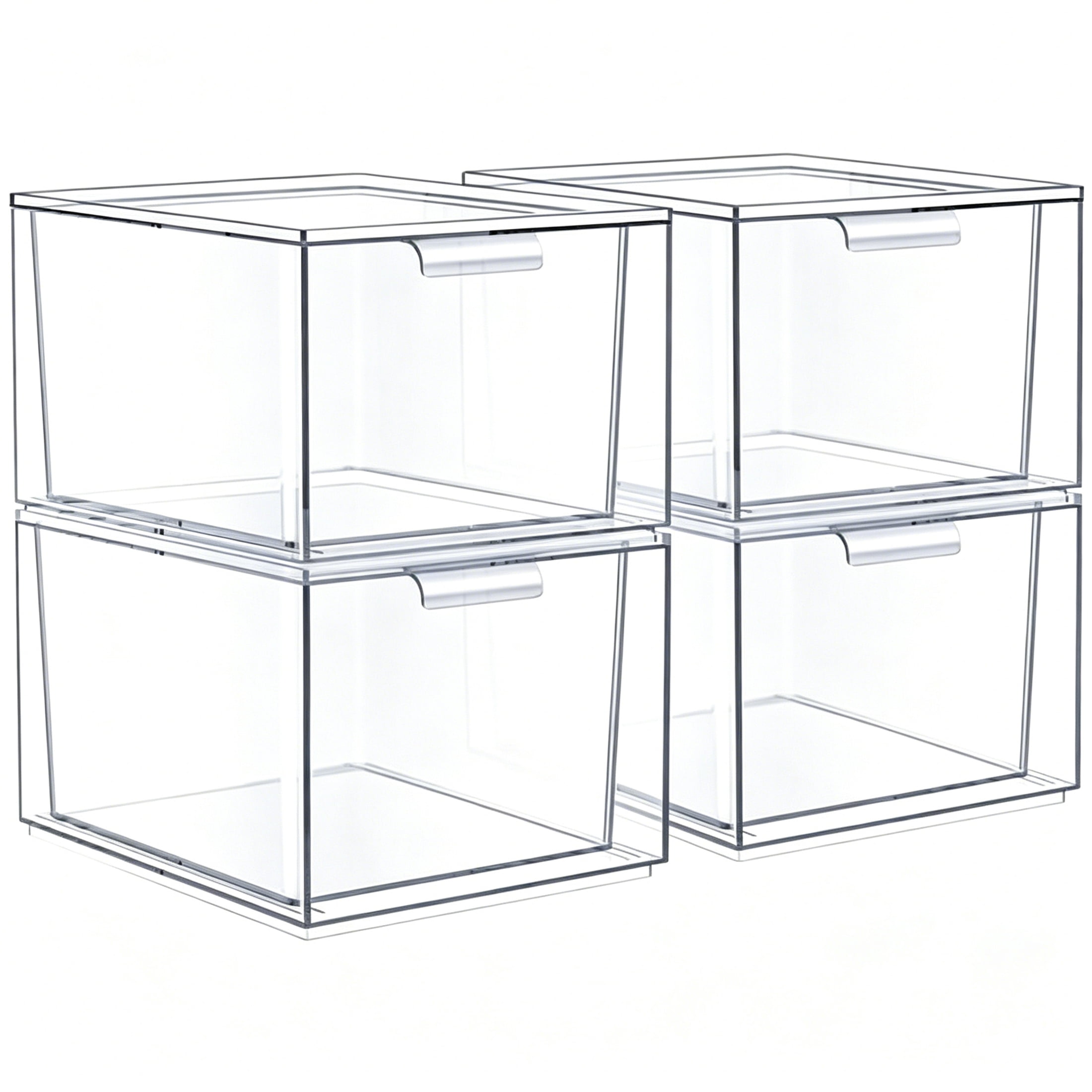 XIBUFE Stackable Acrylic Drawers-Clear Make Up Organizers for Vanity-4 ...