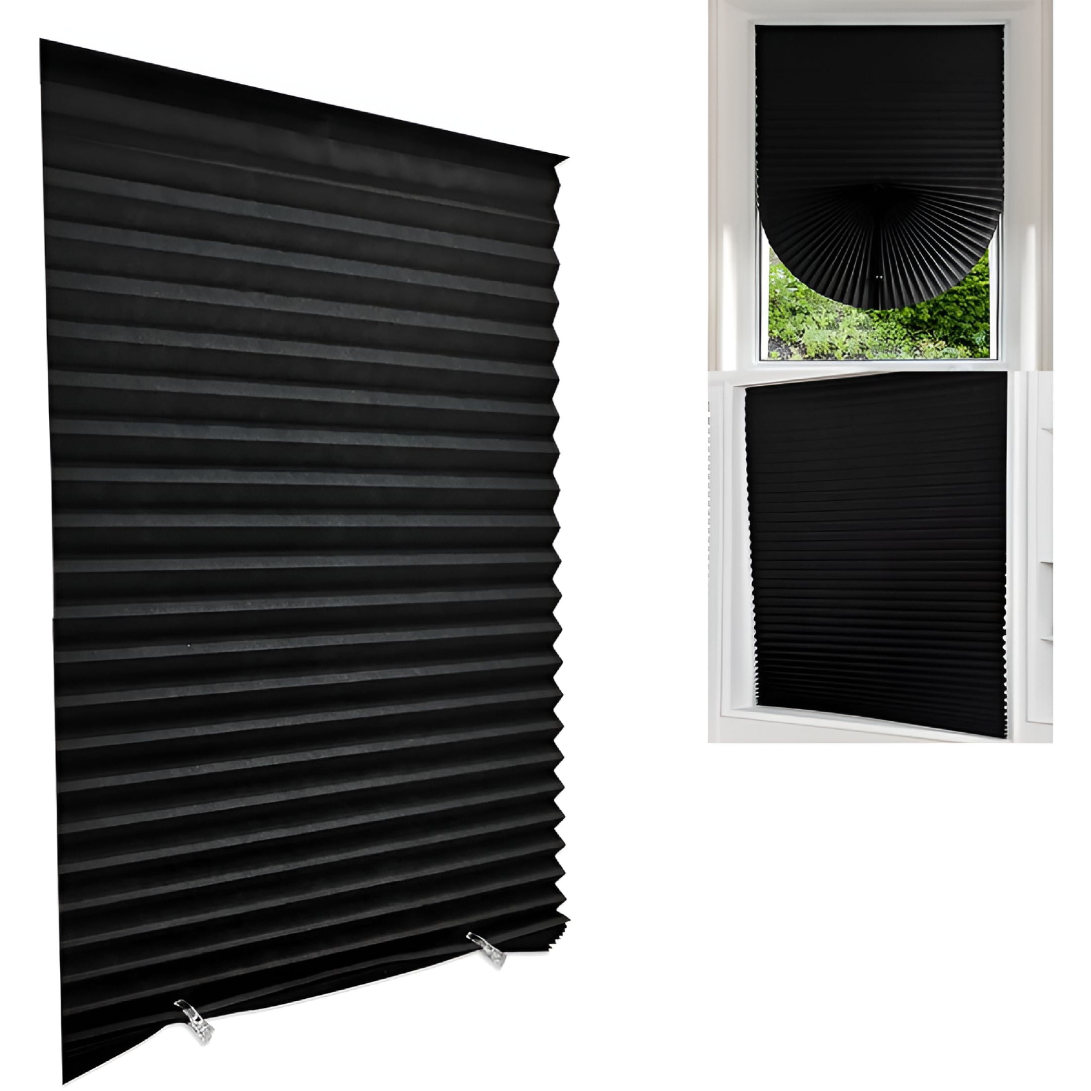 XIBUFE Temporary Window Blinds,Pleated Window Shades Cordless Fabric ...