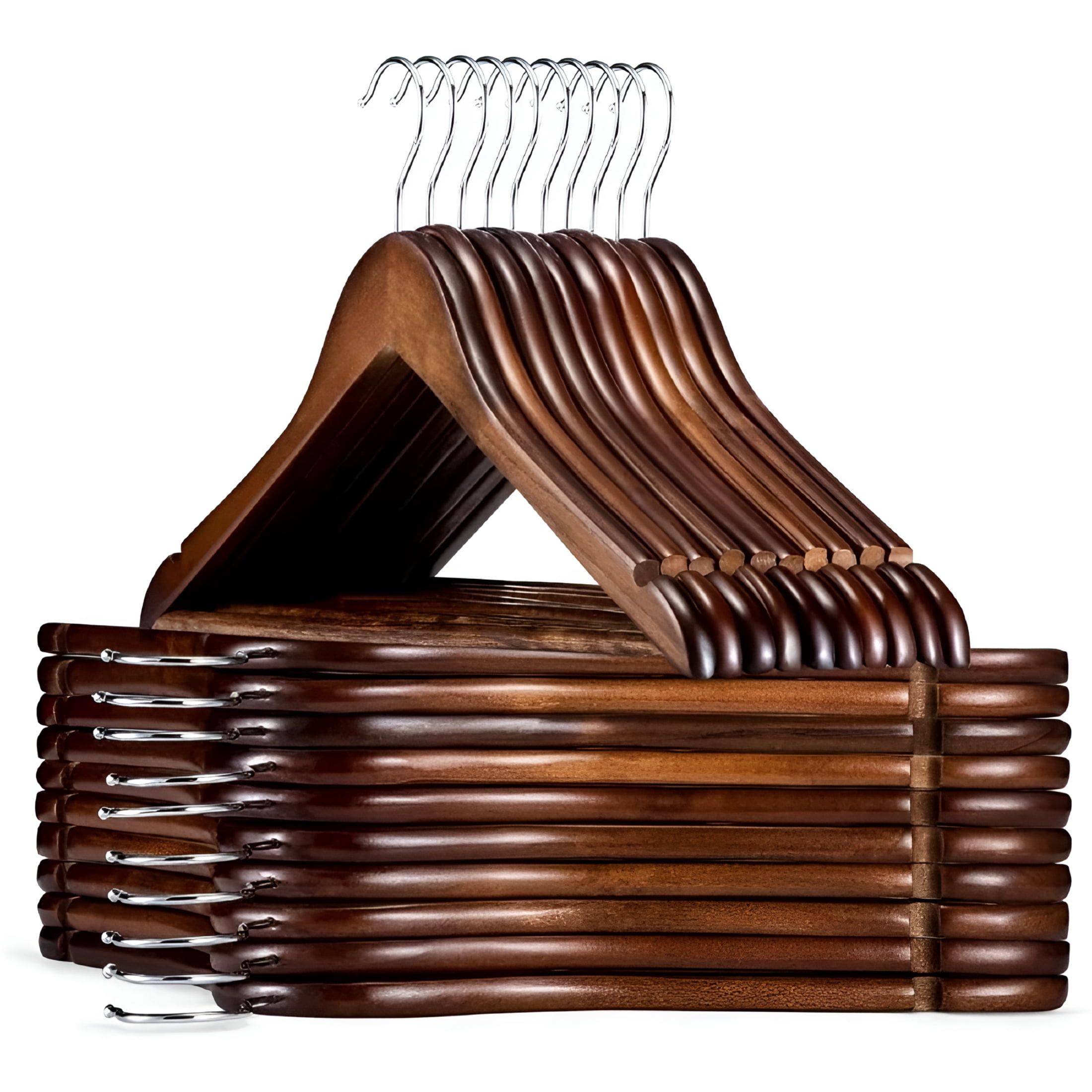 XIBUFE Wooden Hangers 30 Pack,Solid Wood Coat Hangers Heavy Duty,Smooth ...