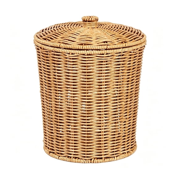 XIBUFE Woven Trash Can with Lid 11 Inch – Portable Laundry Basket for ...