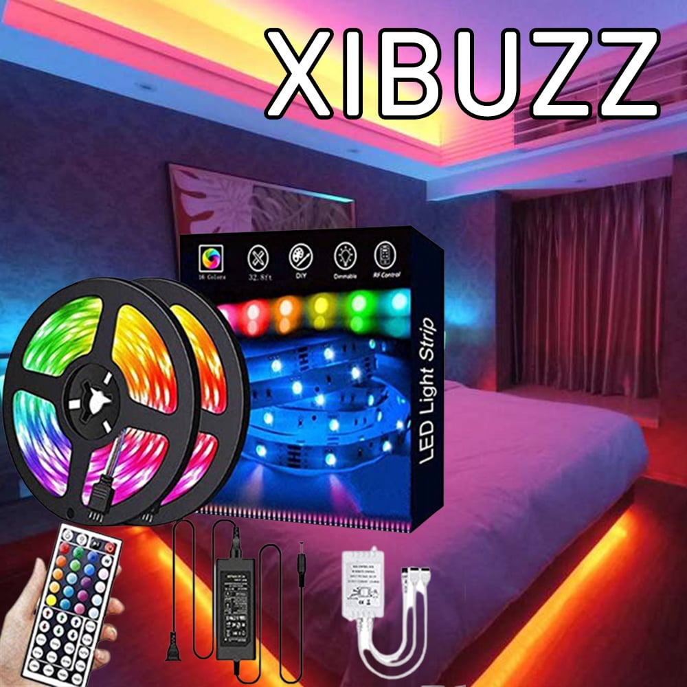 XIBUZZ Wi-Fi IR LED Strip Lights Kit 32.8ft-10m 44 Keys IR Remote & 12V ...