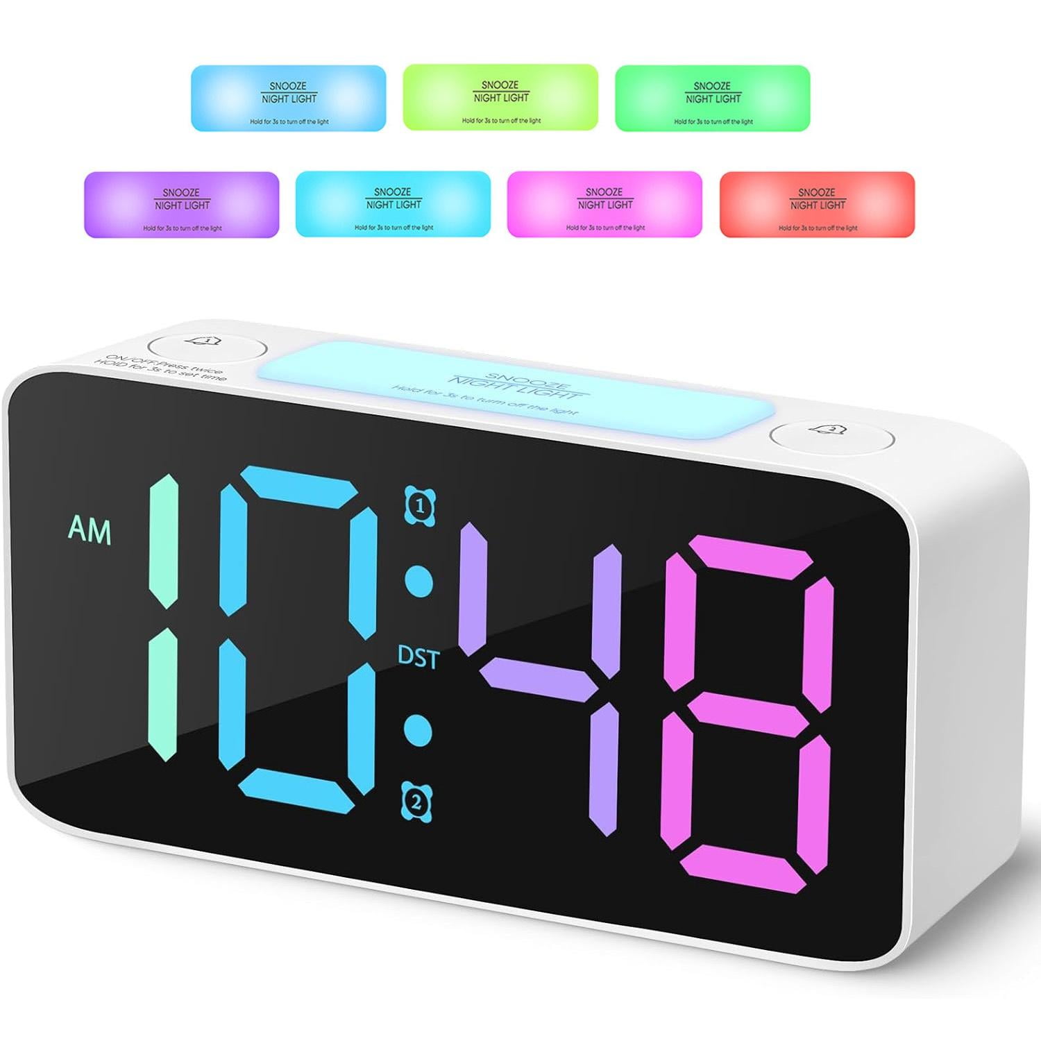 BAKIBO Digital Alarm Clock for Bedroom, Dual Loud Alarms, Large Night ...