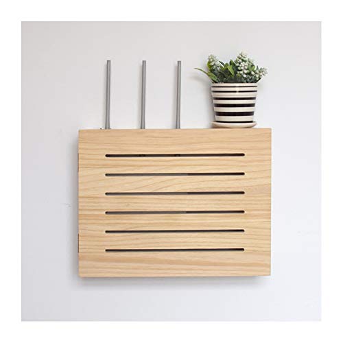XICHENGSHIDAI Solid Wood Wall-Mounted Router Storage Box Wood WiFi ...