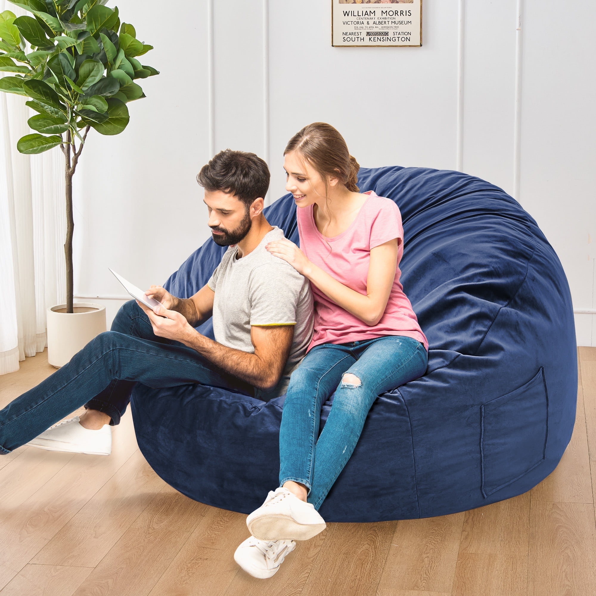 XIECUVA Bean Bag Chair Stuffed Memory Foam for Adults，X-Large Size ...