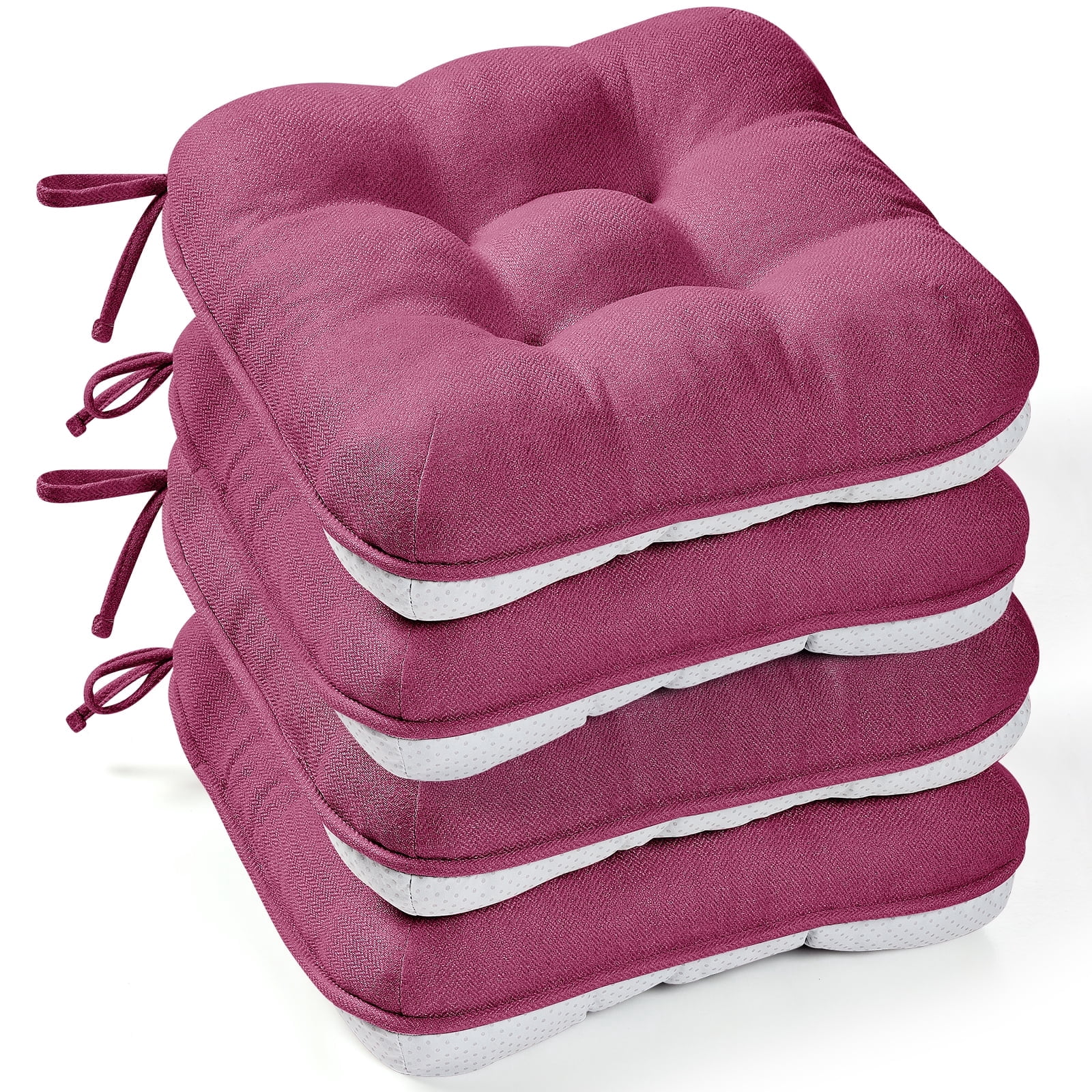 XIECUVA Chair Cushions for Dining Chairs, Set of 4, Memory Foam Kitchen ...