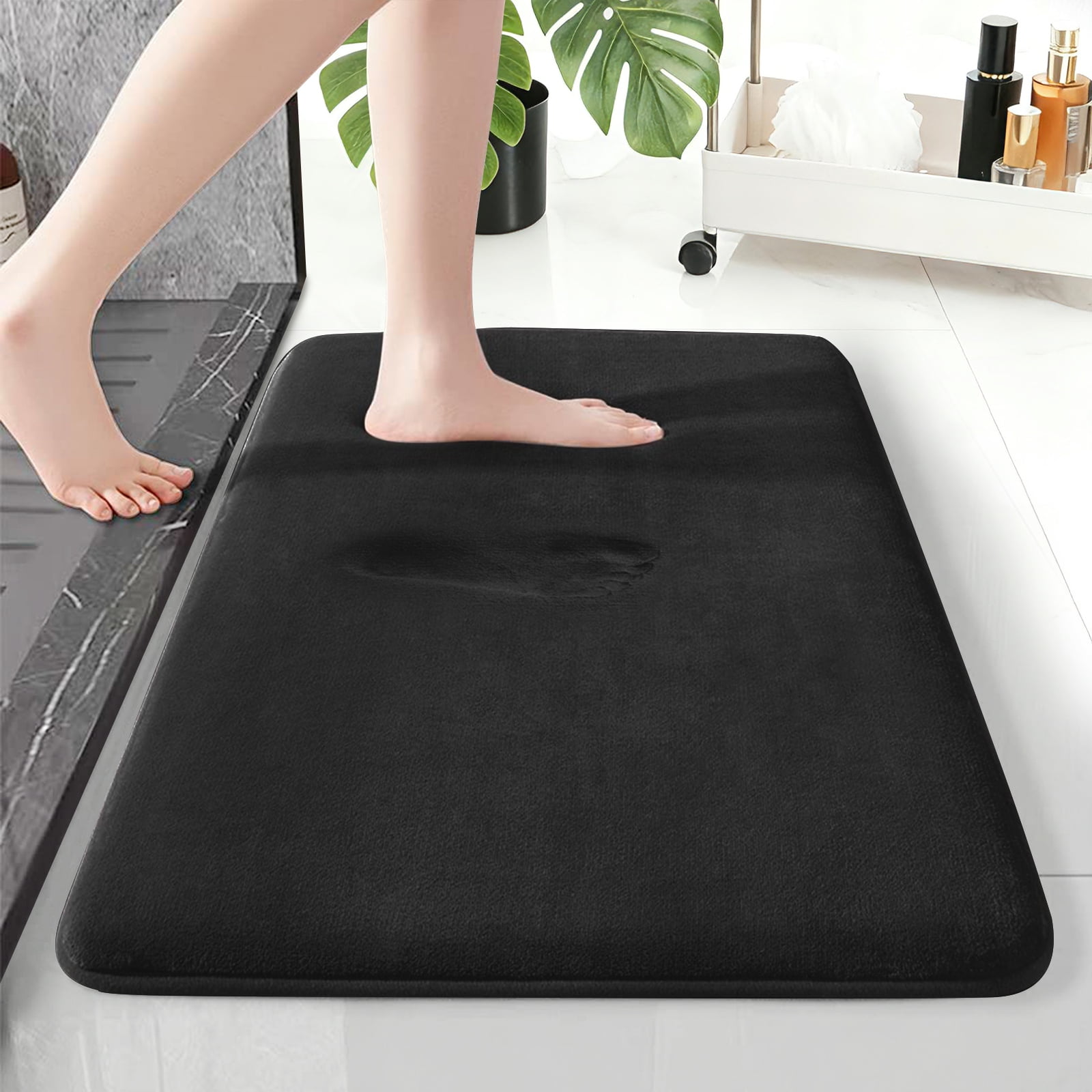XIECUVA 1 Inch Memory Foam Bathroom Rugs, Machine Washable Non-Slip ...
