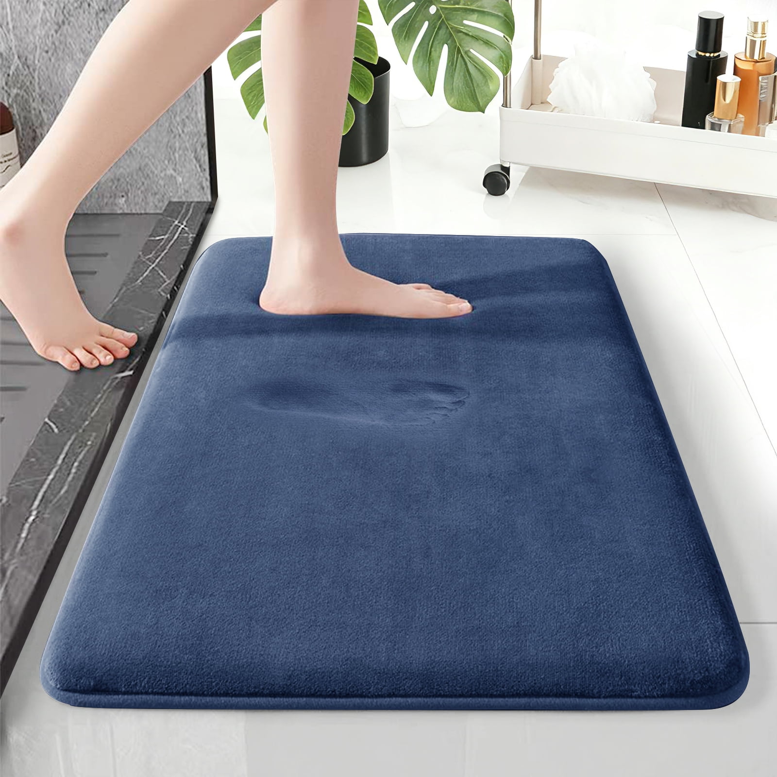 XIECUVA 1 Inch Memory Foam Bathroom Rugs, Machine Washable Non-Slip ...