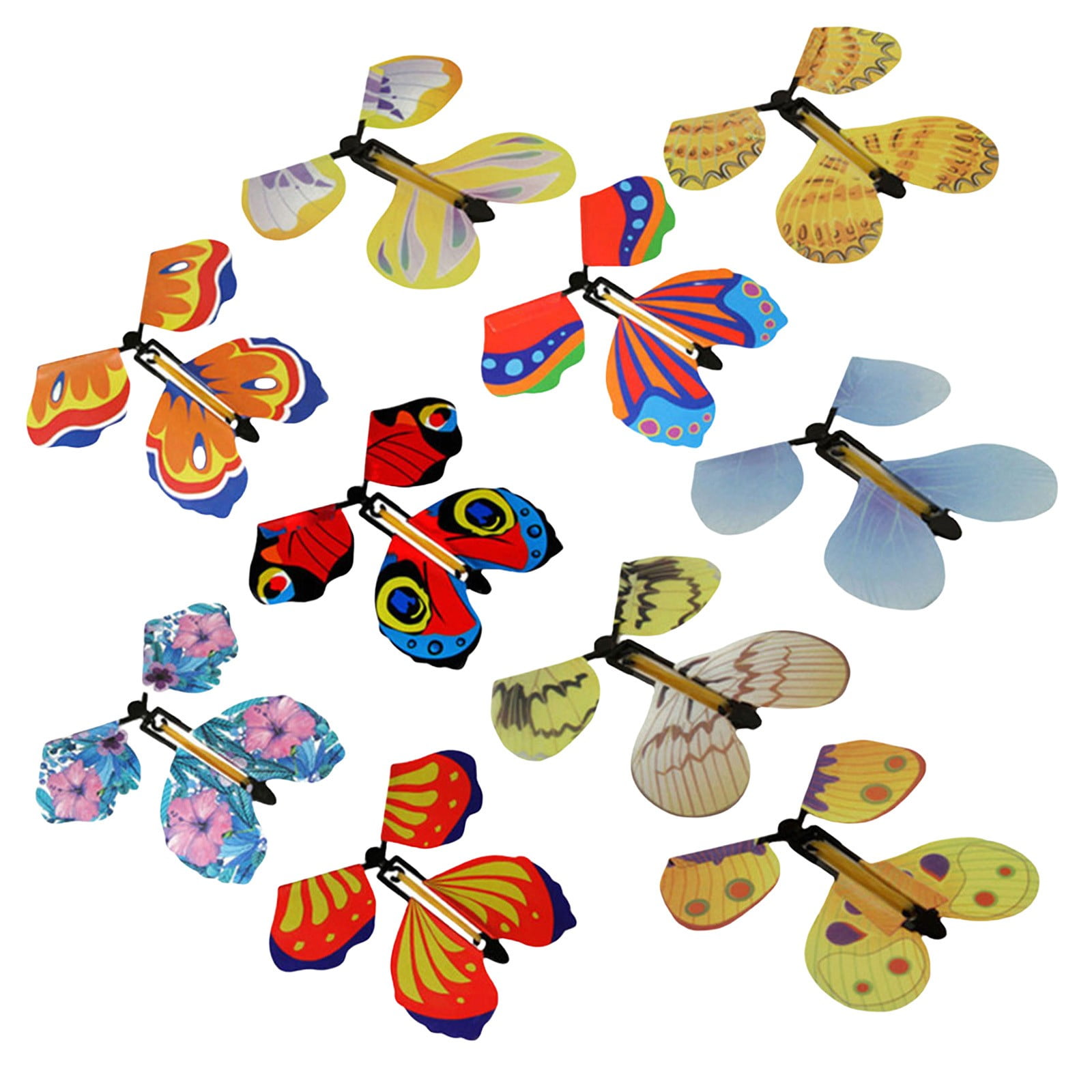 XIEULQP 10 Pcs Magic Flying Butterfly, Wind Up Butterfly Toy Rubber ...