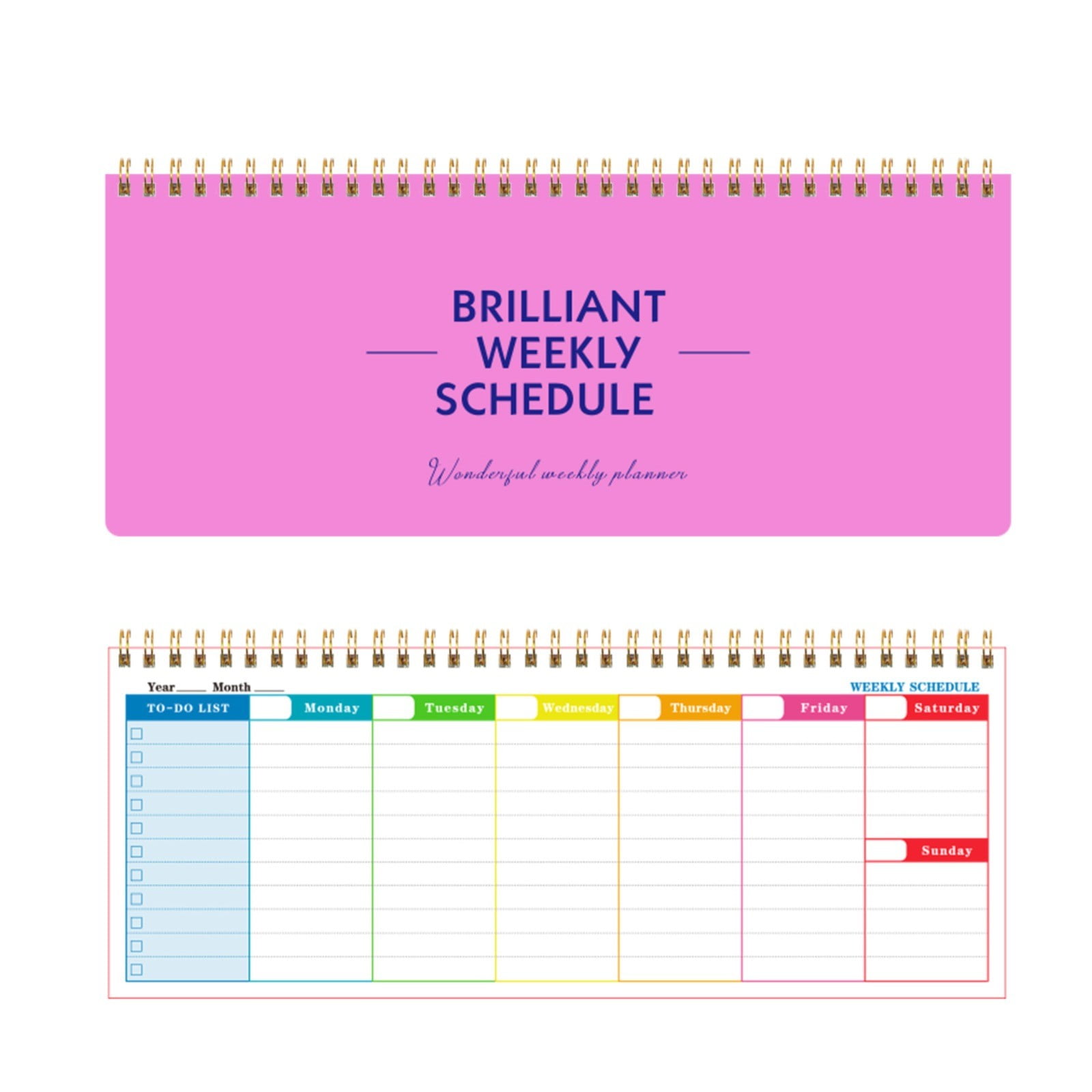 XIEULQP 2025 Weekly Planner with English Border Design - Spiral Bound Time Management Ledger for ...