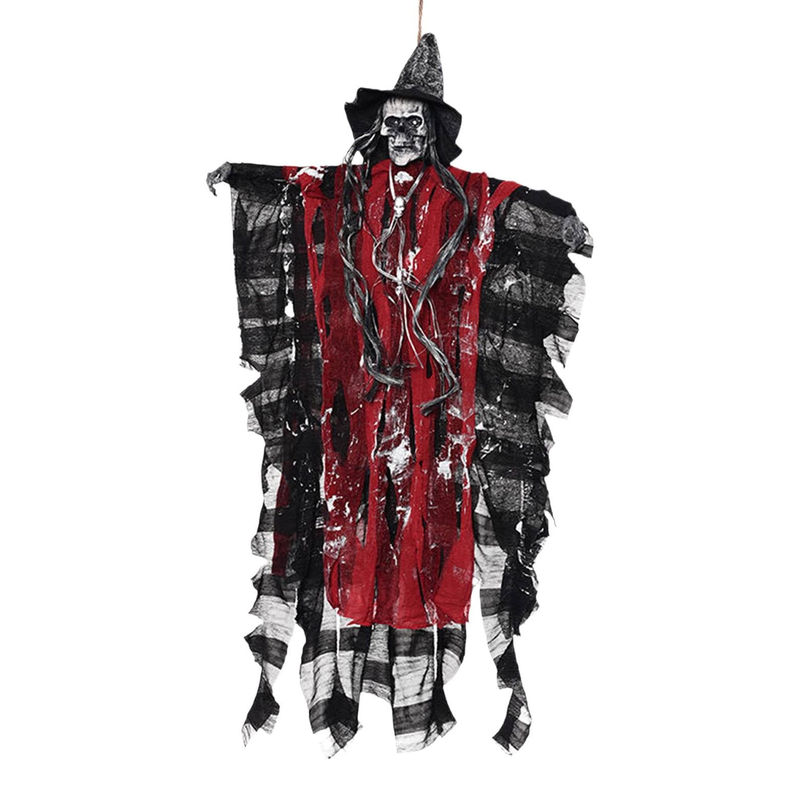 XIEULQP 27.55" Hanging Grim Reaper Skeleton - Outdoor Halloween Prop ...