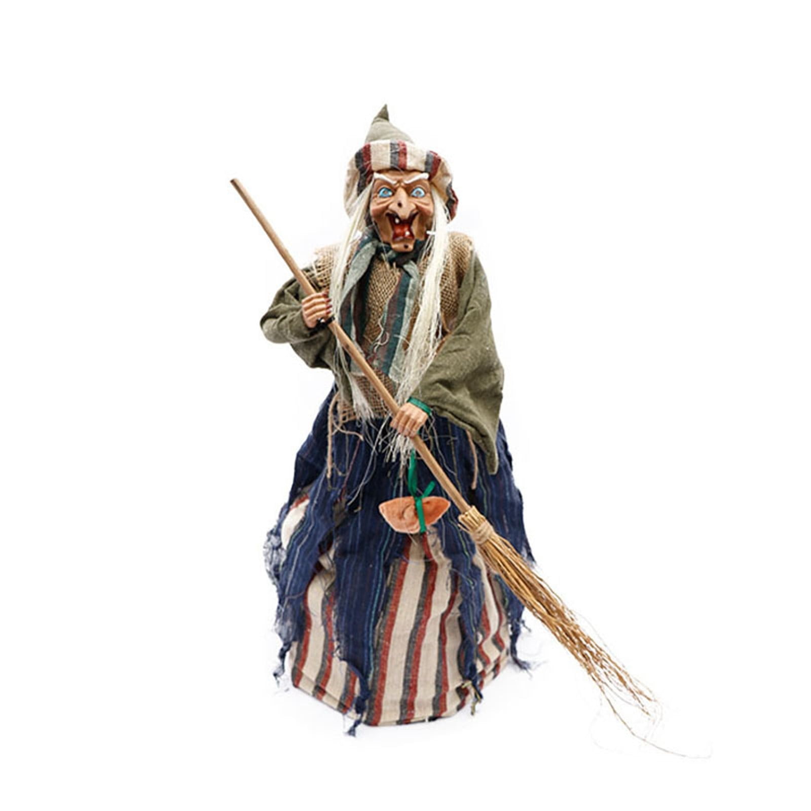 XIEULQP 4 FT Halloween Animated Standing Greeter Old Lady with Broom ...