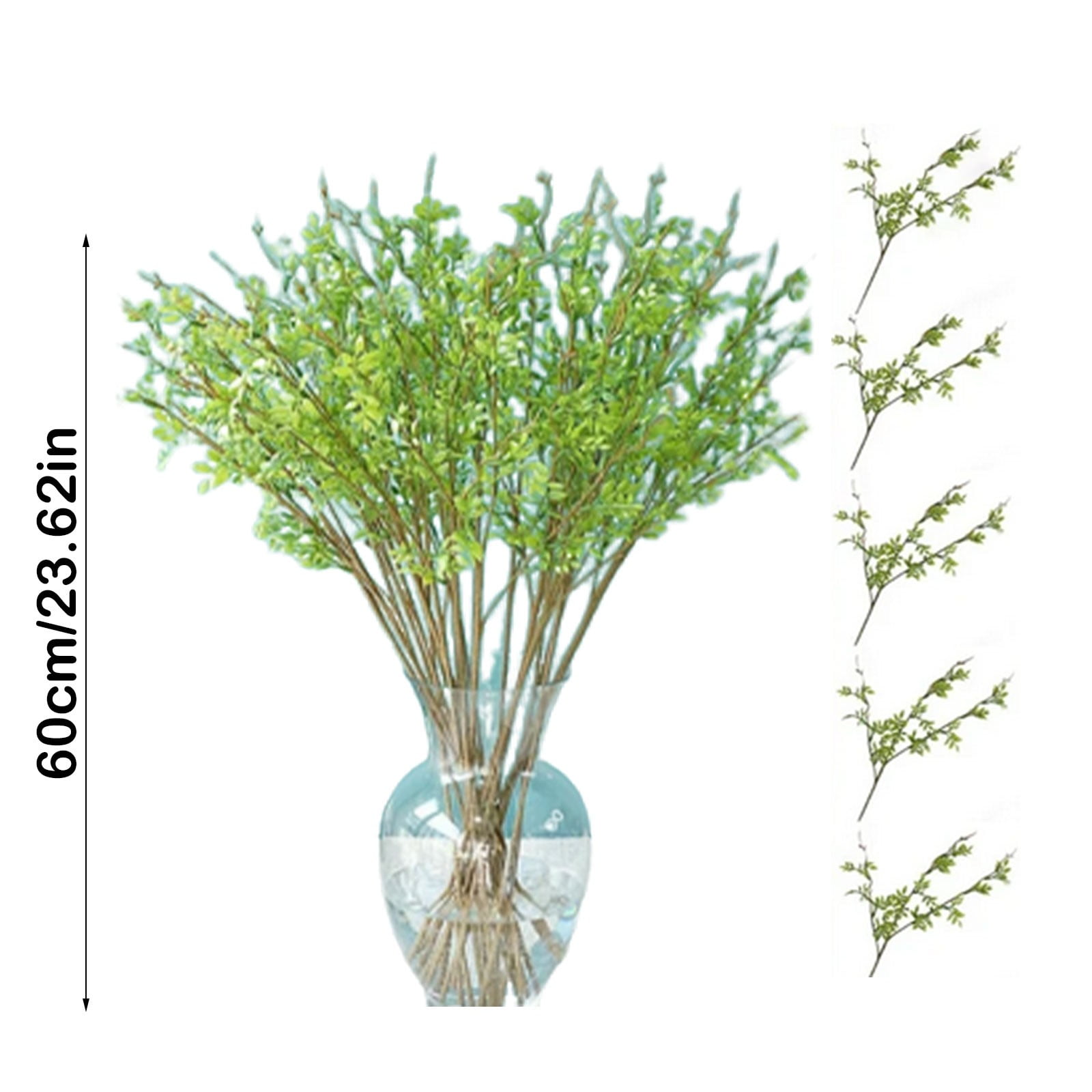 XIEULQP 5 Pcs Faux Greenery Stems, 24" Tall Fake Ficus Twig Stems ...