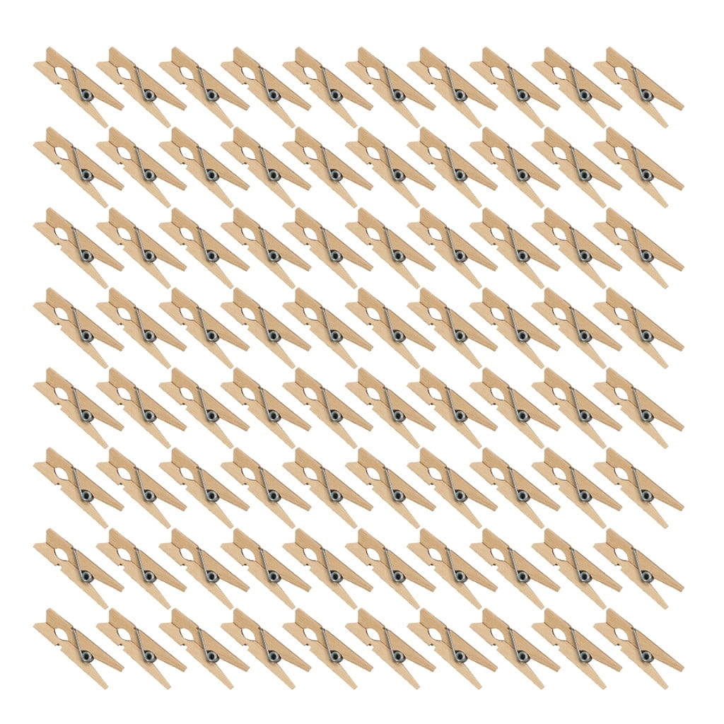 XIEULQP 80-Pack Natural Wooden Clips – Rustic Photo Hangers for Notes ...