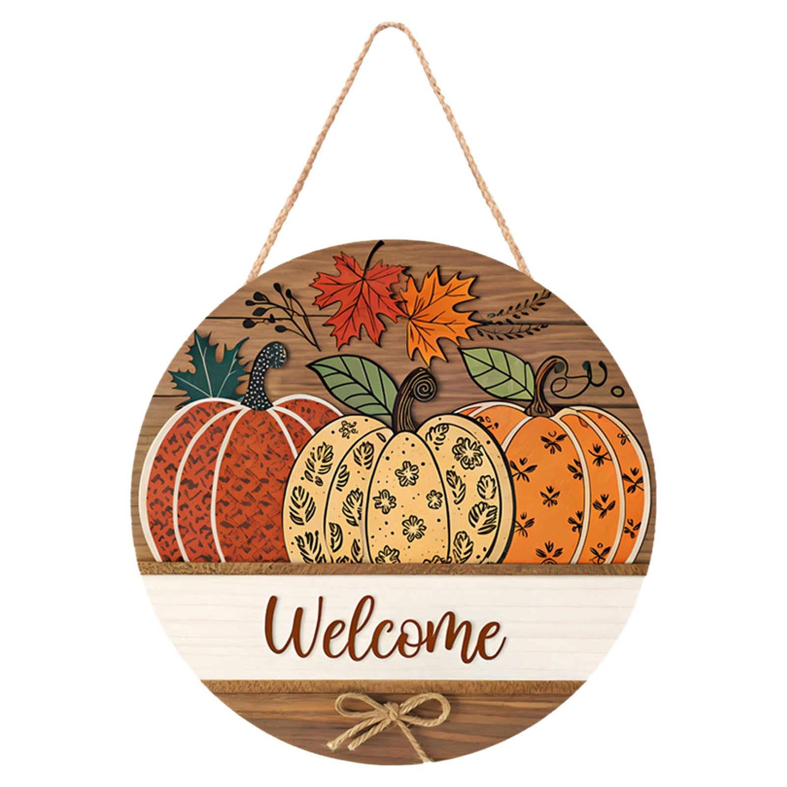 XIEULQP Autumn Welcome Sign with Pumpkin Design - Wooden Farmhouse Door ...