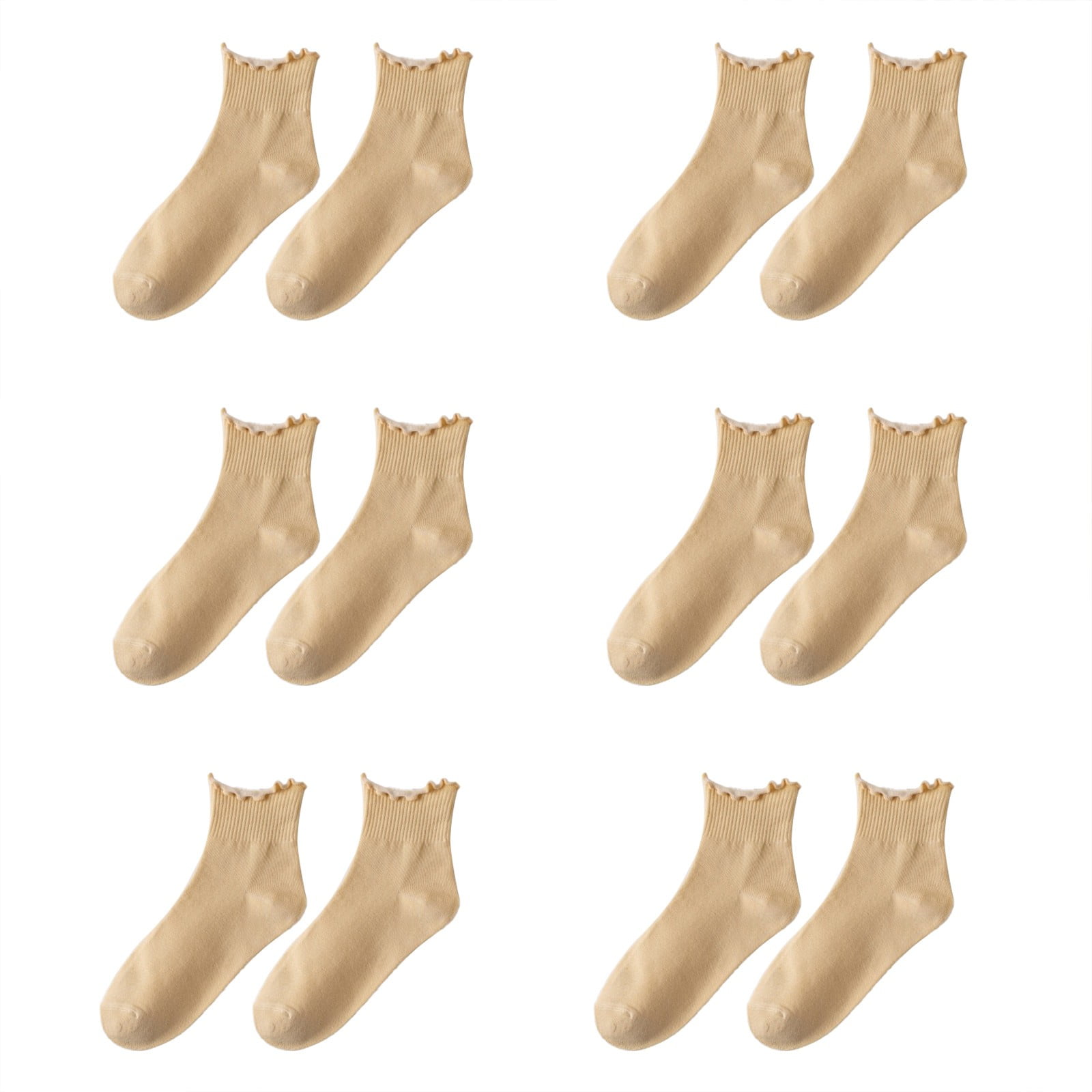 XIEULQP Compression Socks for Women 6 Pairs Socks Ruffle Turn Casual ...