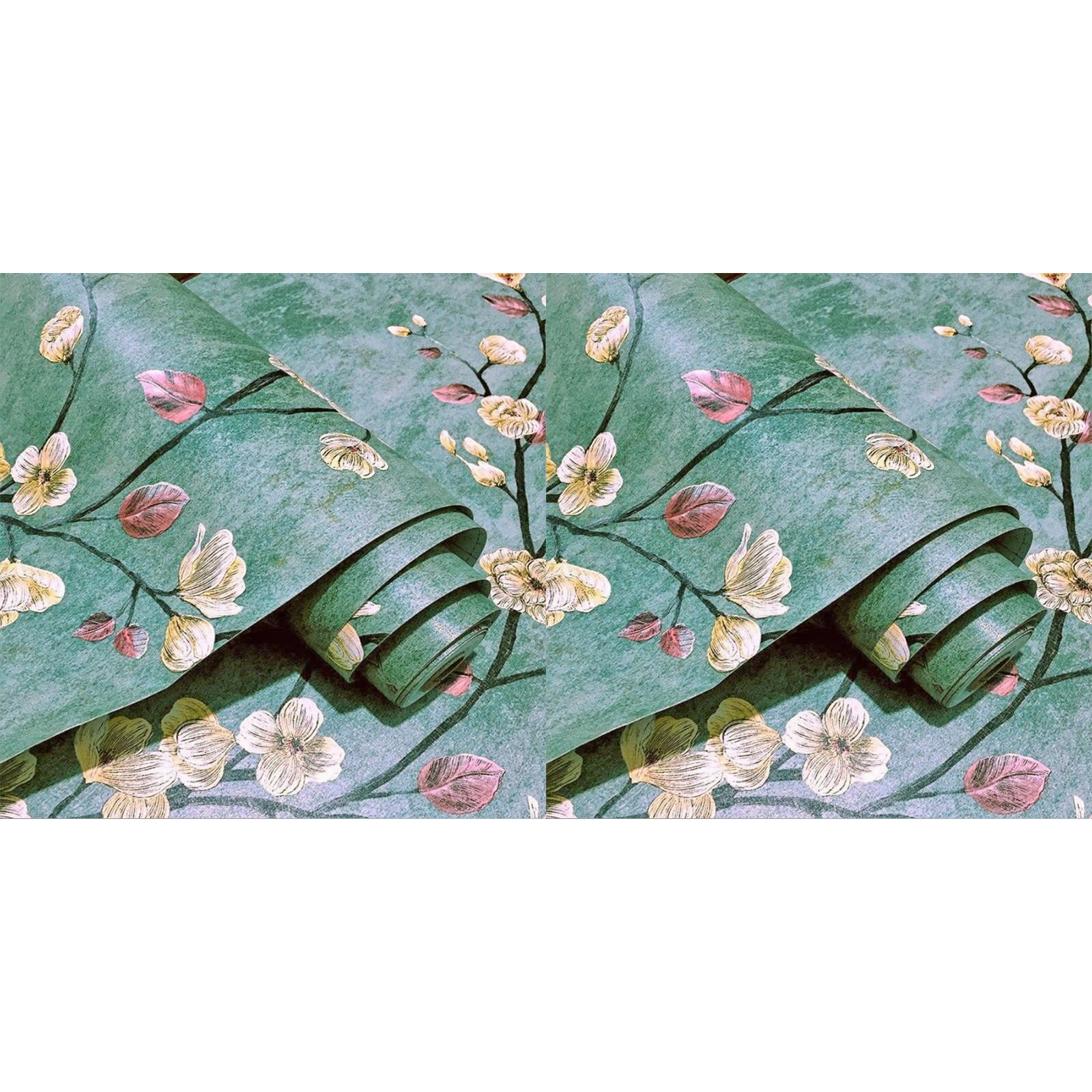 XIEULQP Floral Peel and Stick Wallpaper,Green Flower Tree Contact Paper ...