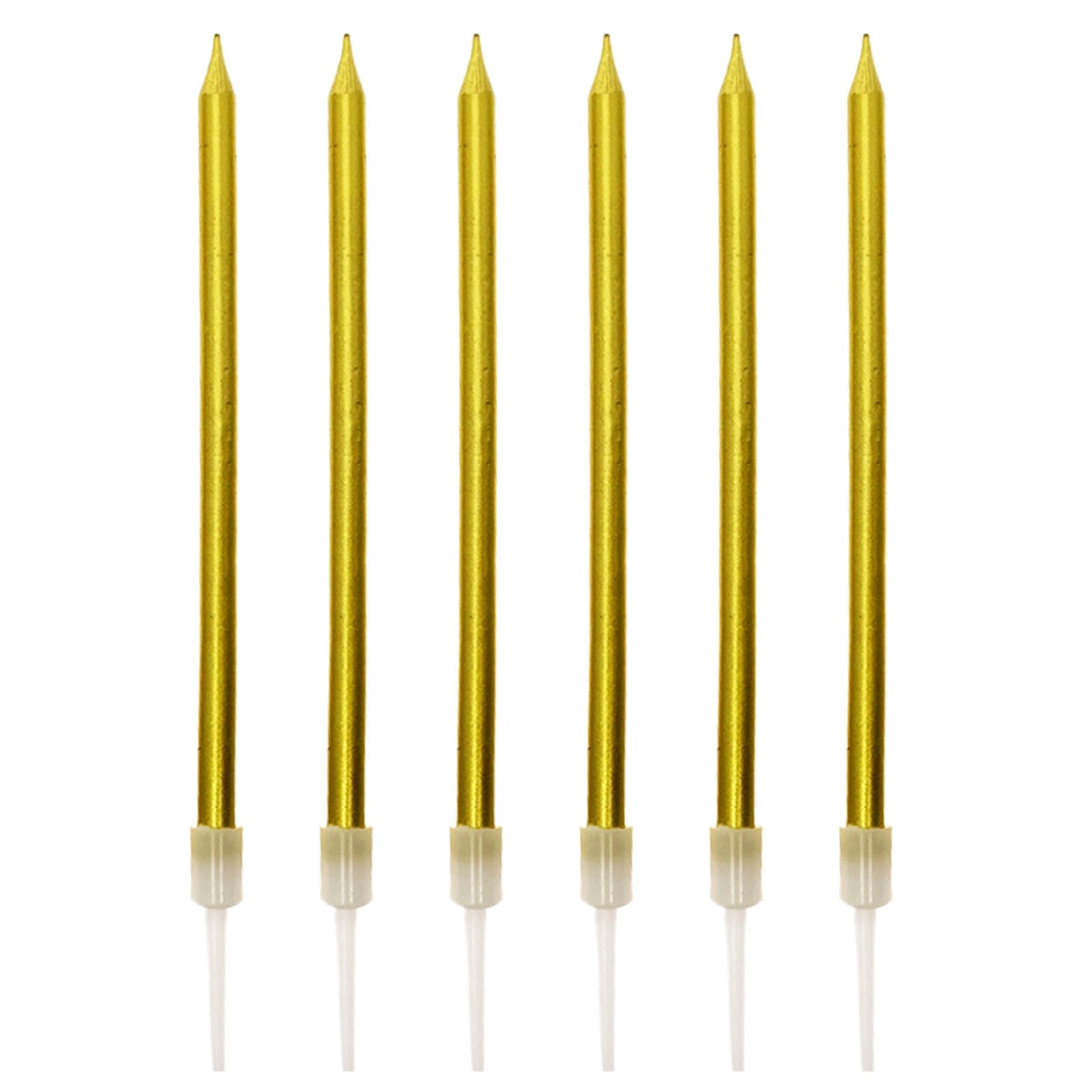 XIEULQP Long Thin Metallic Birthday Candles for Cake Decorations Gold ...