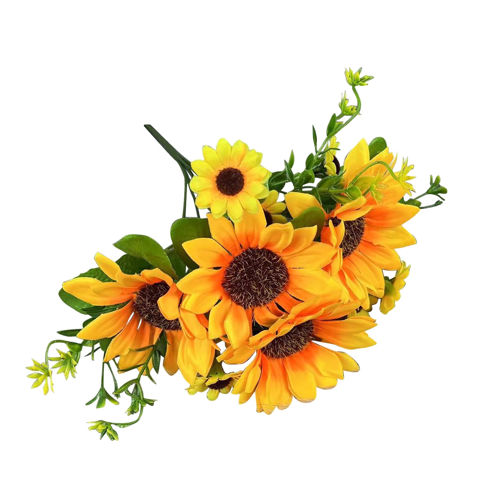 XIEULQP Multi-Head Artificial Sunflower Bouquet - Silk Wedding Floral ...