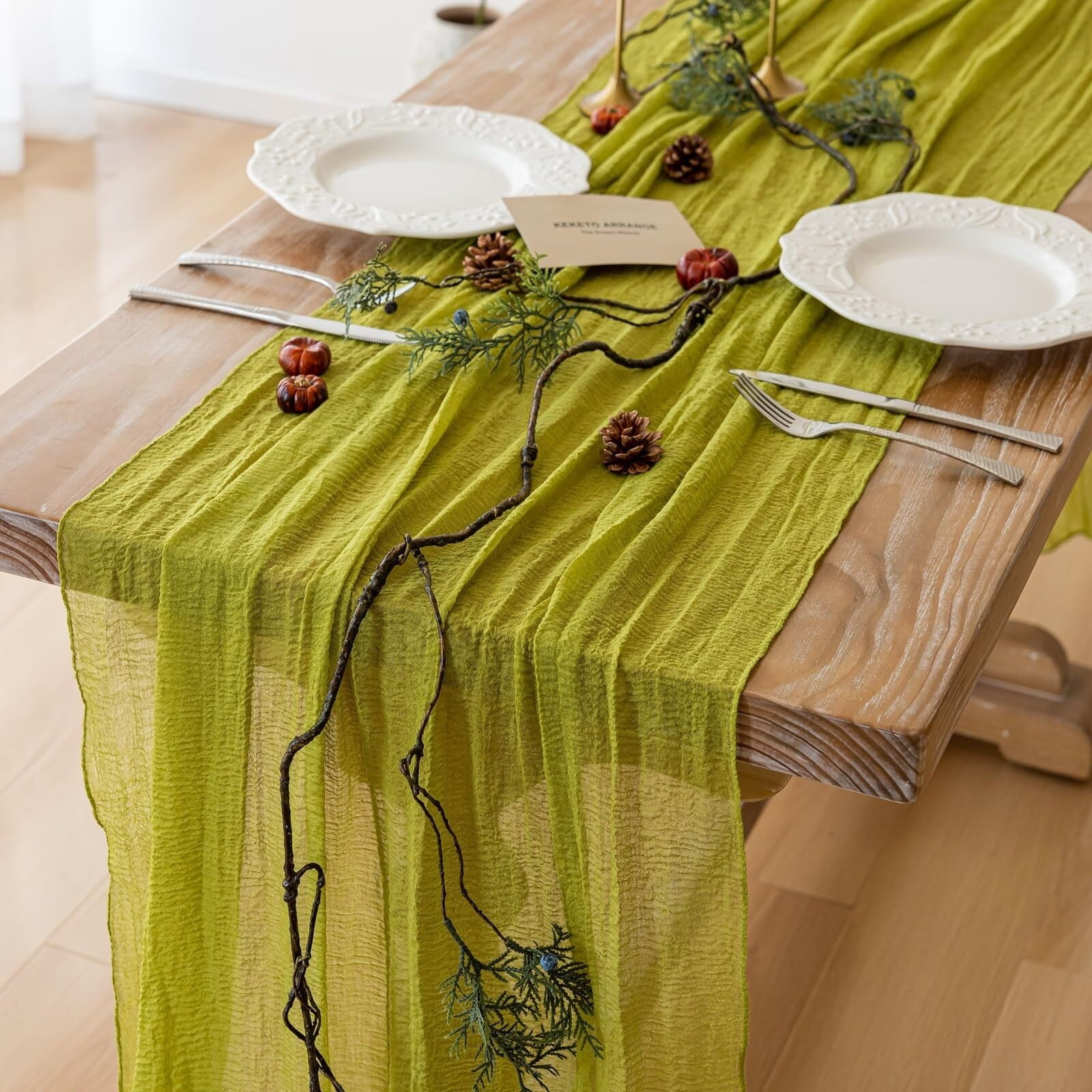 XIEzd Fall Table Runner Rust Gauze Rustic Burnt Cheese Cloth for ...