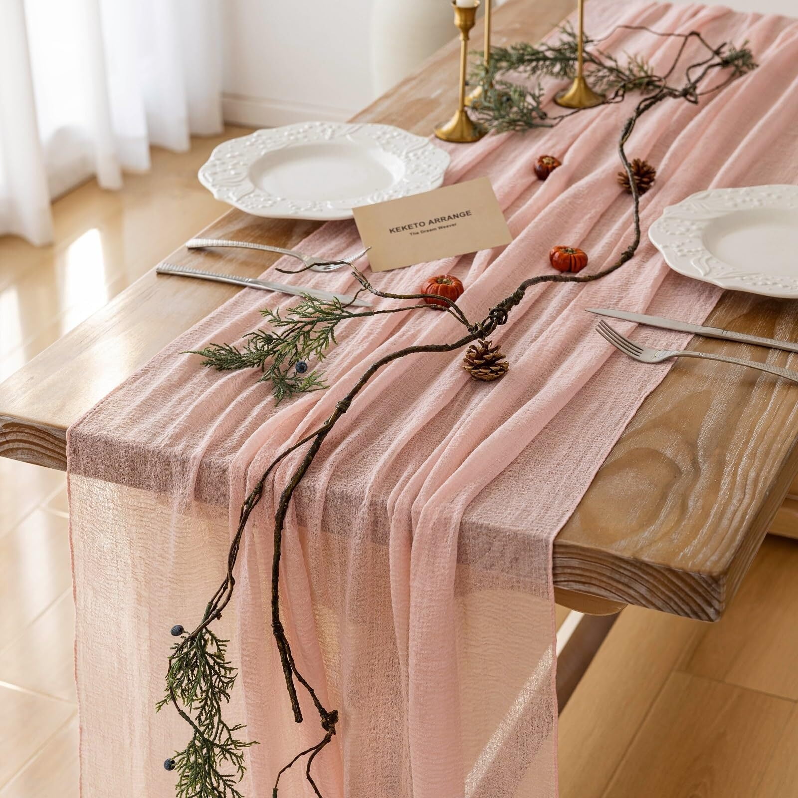 XIEzd Fall Table Runner Rust Gauze Rustic Burnt Cheese Cloth for ...