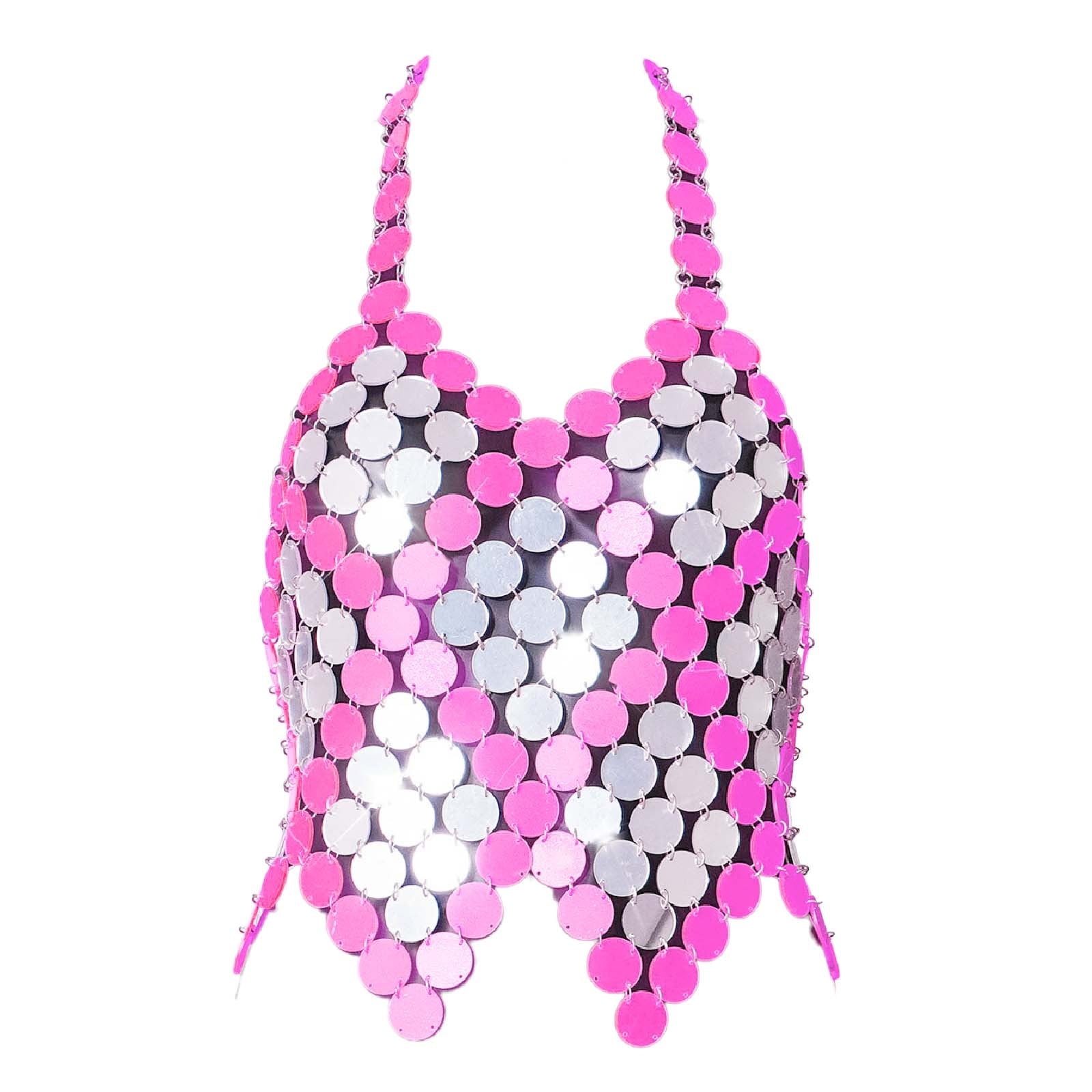 Xifhui Plus Size Sleeveless Tops For Women Chain Sexy Clothes Beading Tassel Sleeveless Backless
