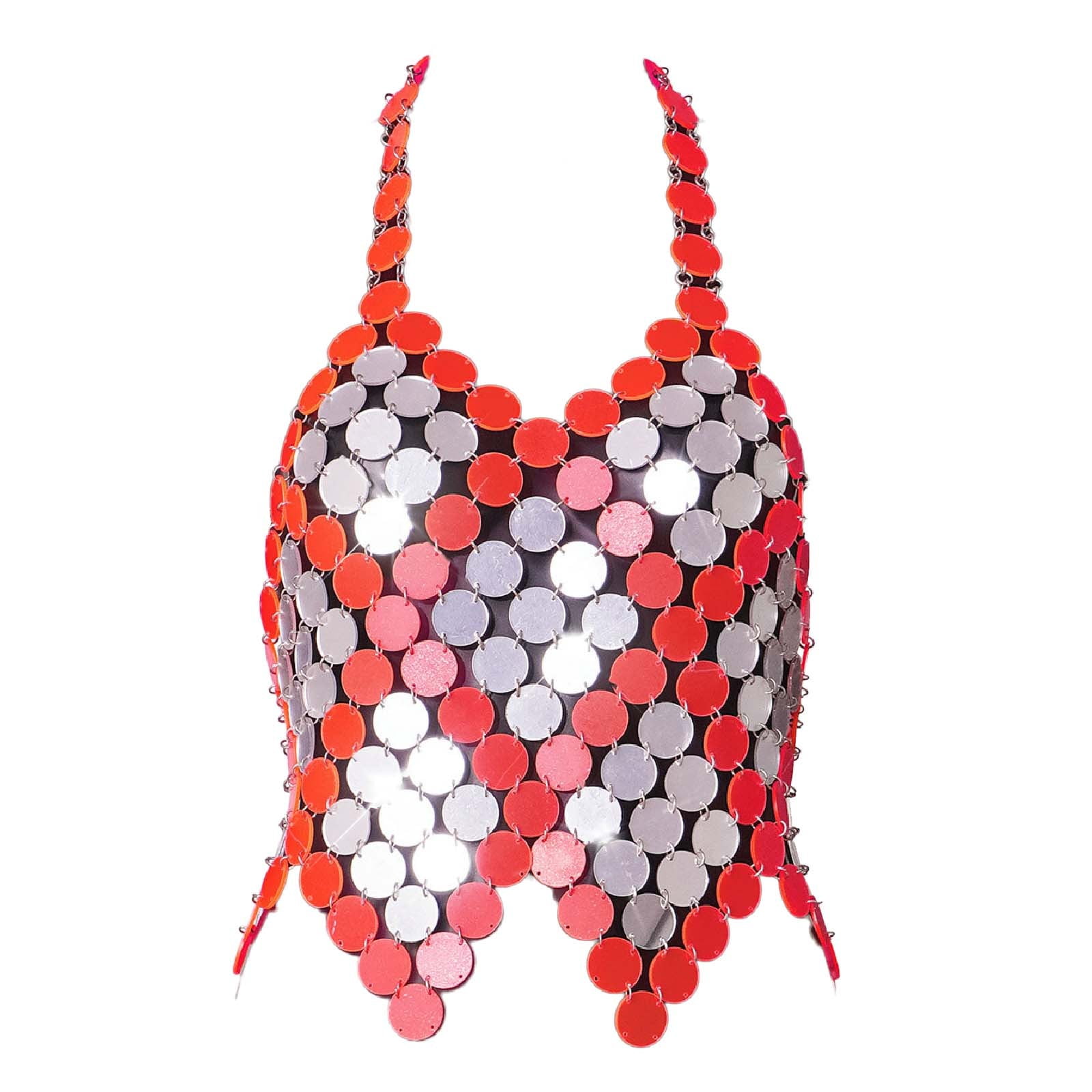 Xifhui Plus Size Sleeveless Tops For Women Chain Sexy Clothes Beading Tassel Sleeveless Backless