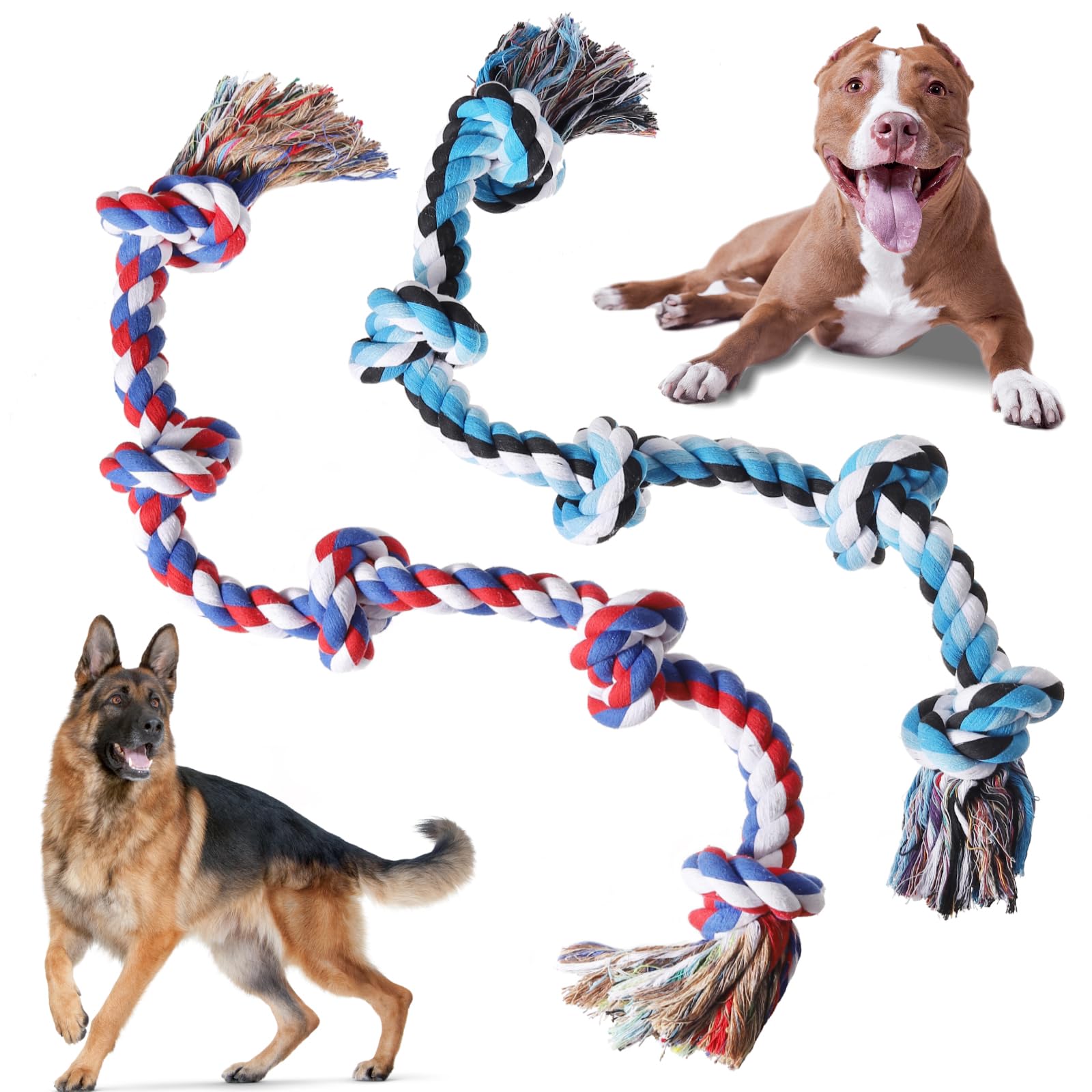 XIGOU Rope Toys TGF4 for Large Dogs Aggressive Chew Toys for Large ...
